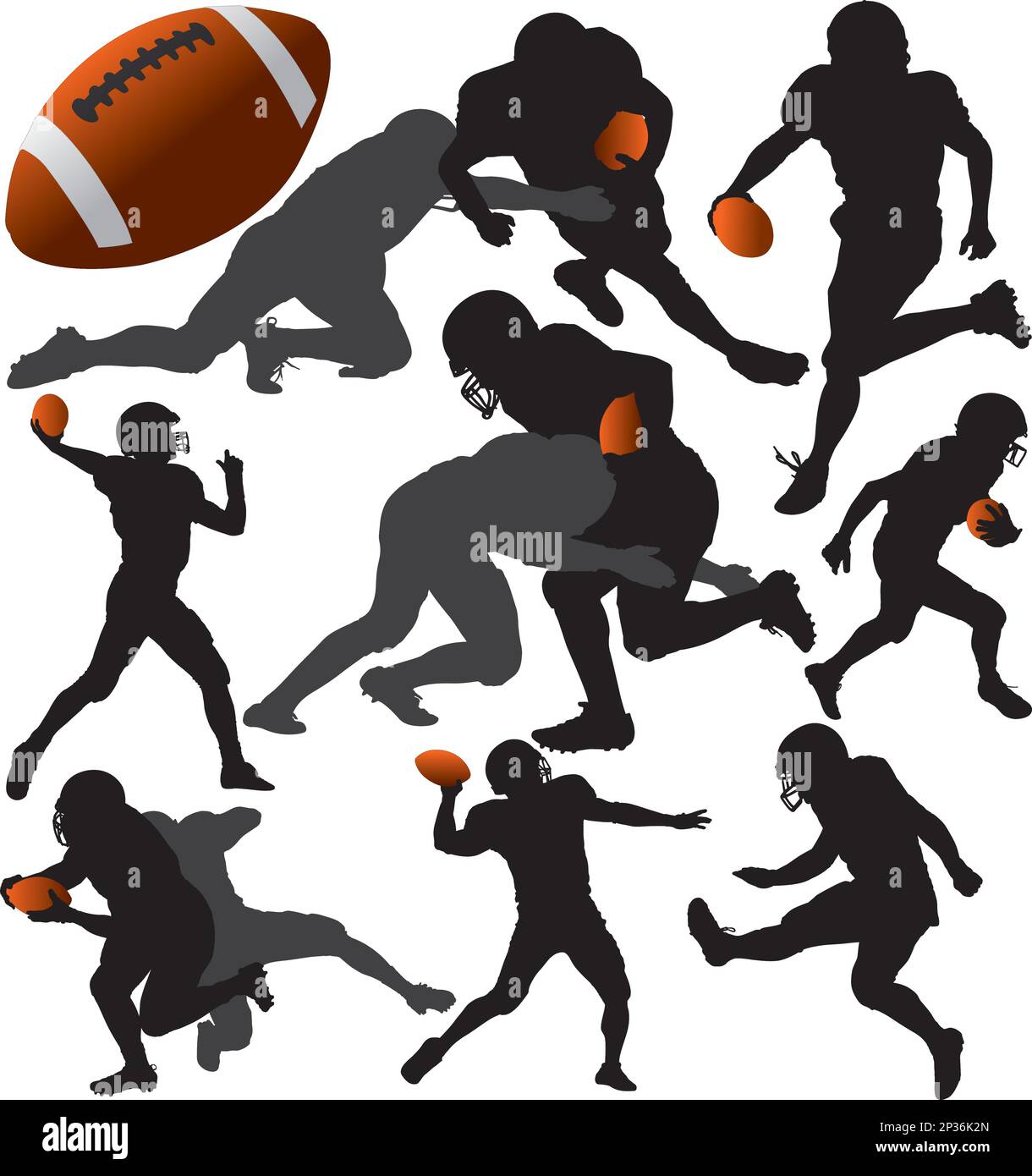 American football vector silhouettes isolated on white background ... American football vector silhouettes isolated on white background ...