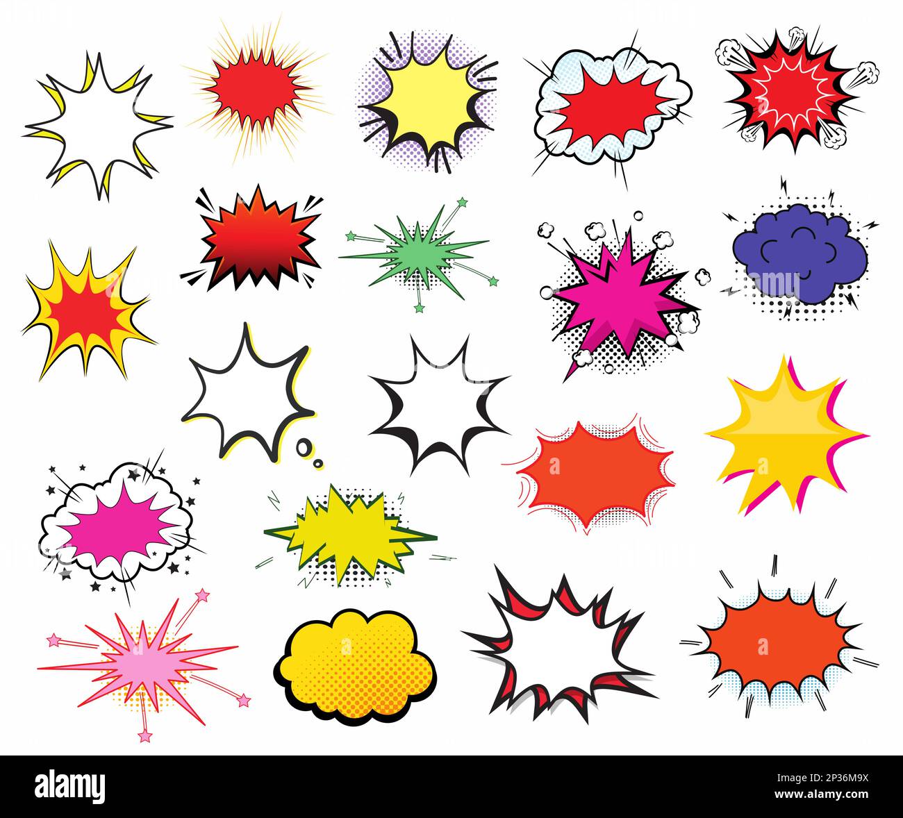Vector pop art explosions Cut Out Stock Images & Pictures - Alamy