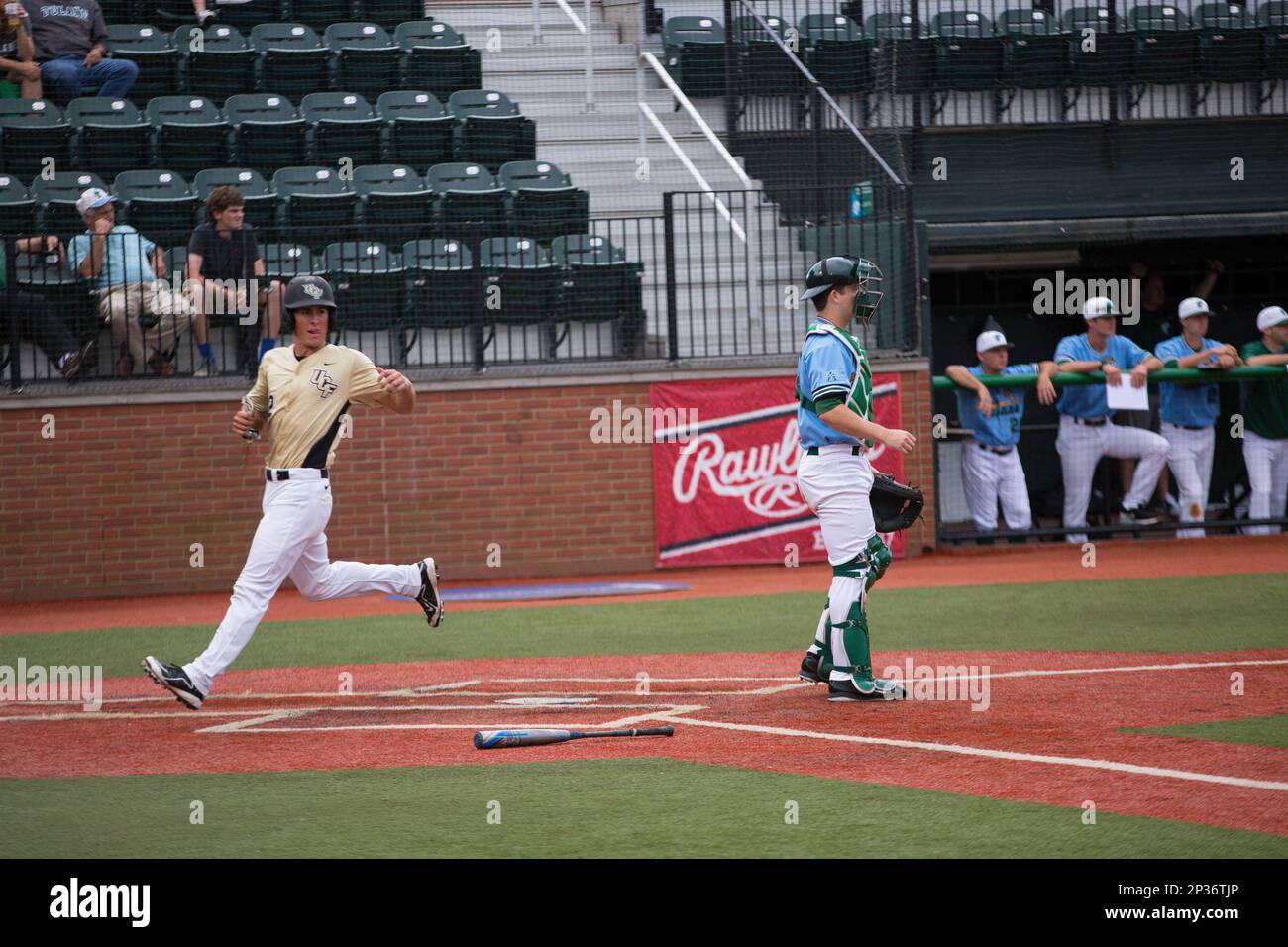 April 18, 2015: UCF pitcher Kyle Marsh (22) crosses home plate during ...
