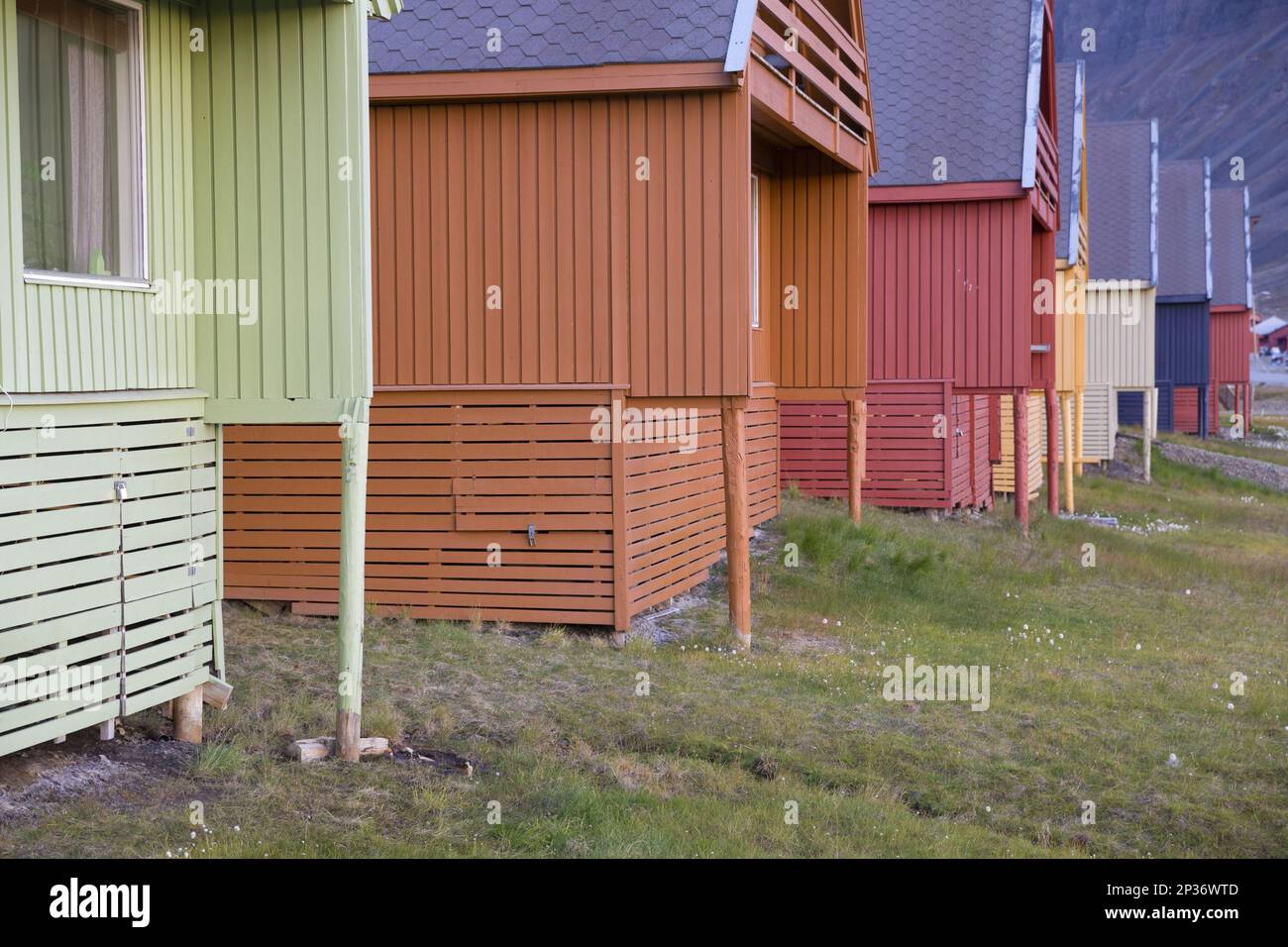 Colourful houses in town, world's most northerly town, Longyearbyen ...