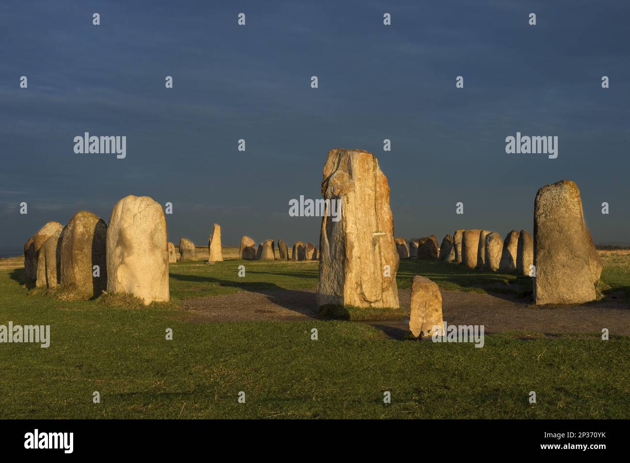 Megalithic Monument Stone Ship at Dawn, Ale's Stones, Kaseberga, Skane ...