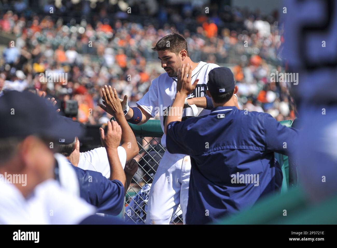 April 17, 2015:Detroit Tigers third baseman Nick Castellanos (9) gets ...