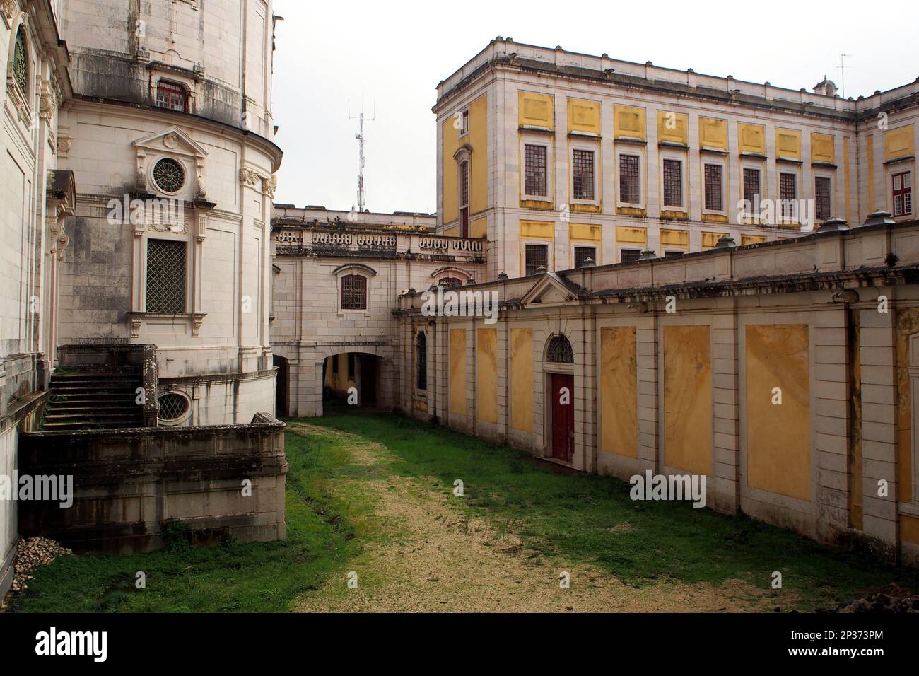 Inner court of the Palace-Convent of Mafra, partial view, architectural ...