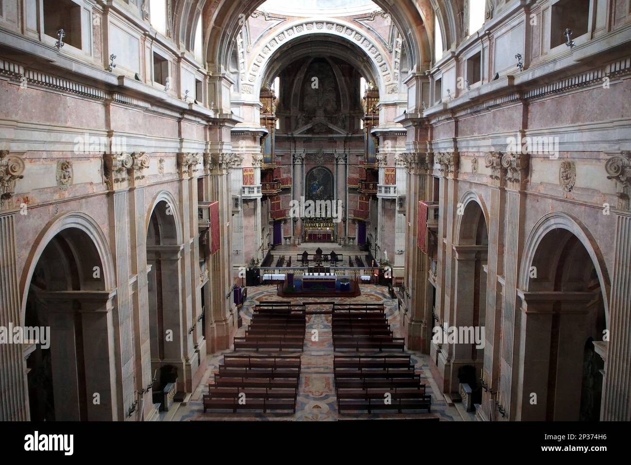 Interior of the Basilica, main nave from the Palace Gallery, 18th cen ...