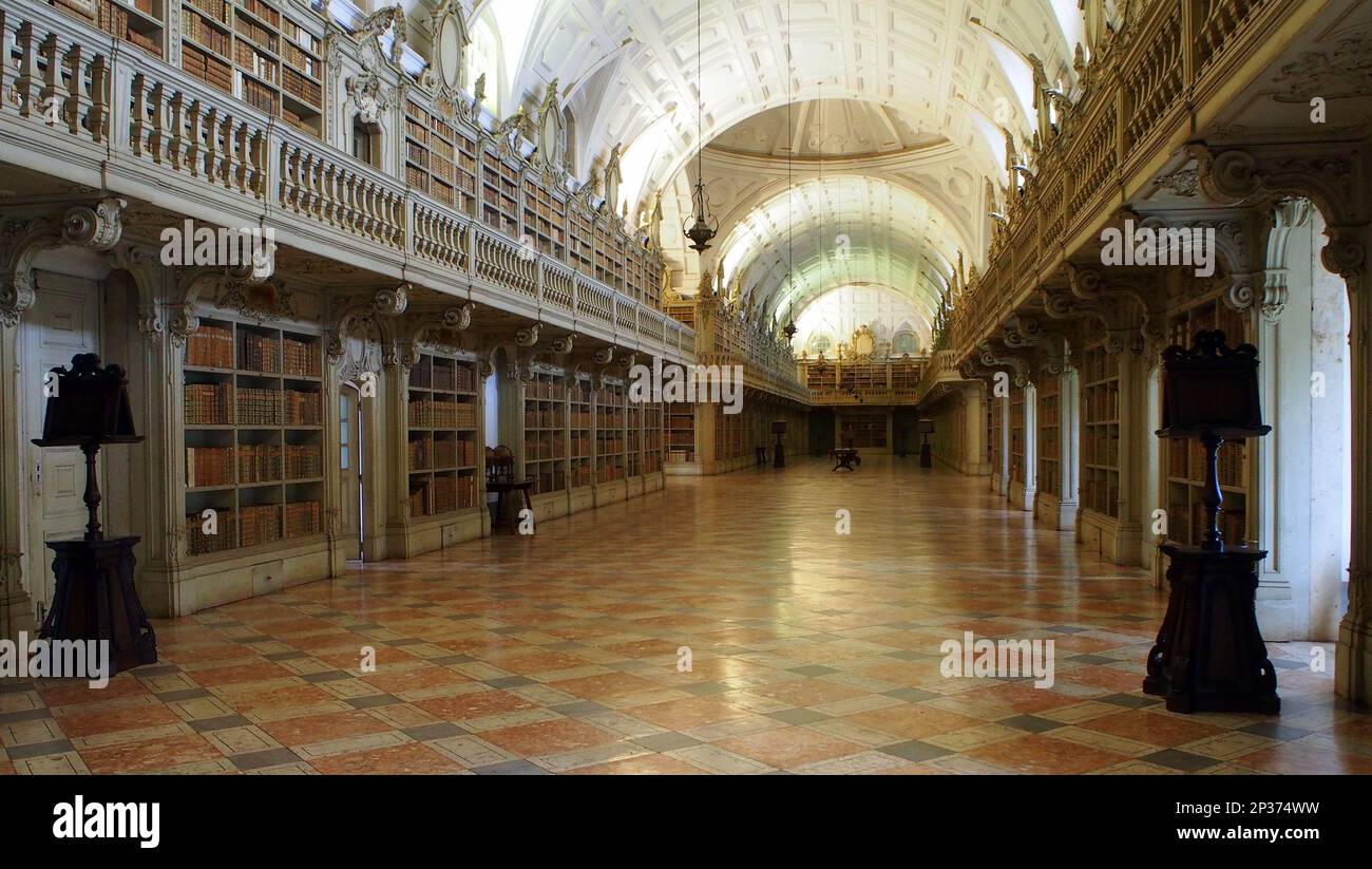 Library of the Palace of Mafra, 18th-century baroque Royal Palace and ...