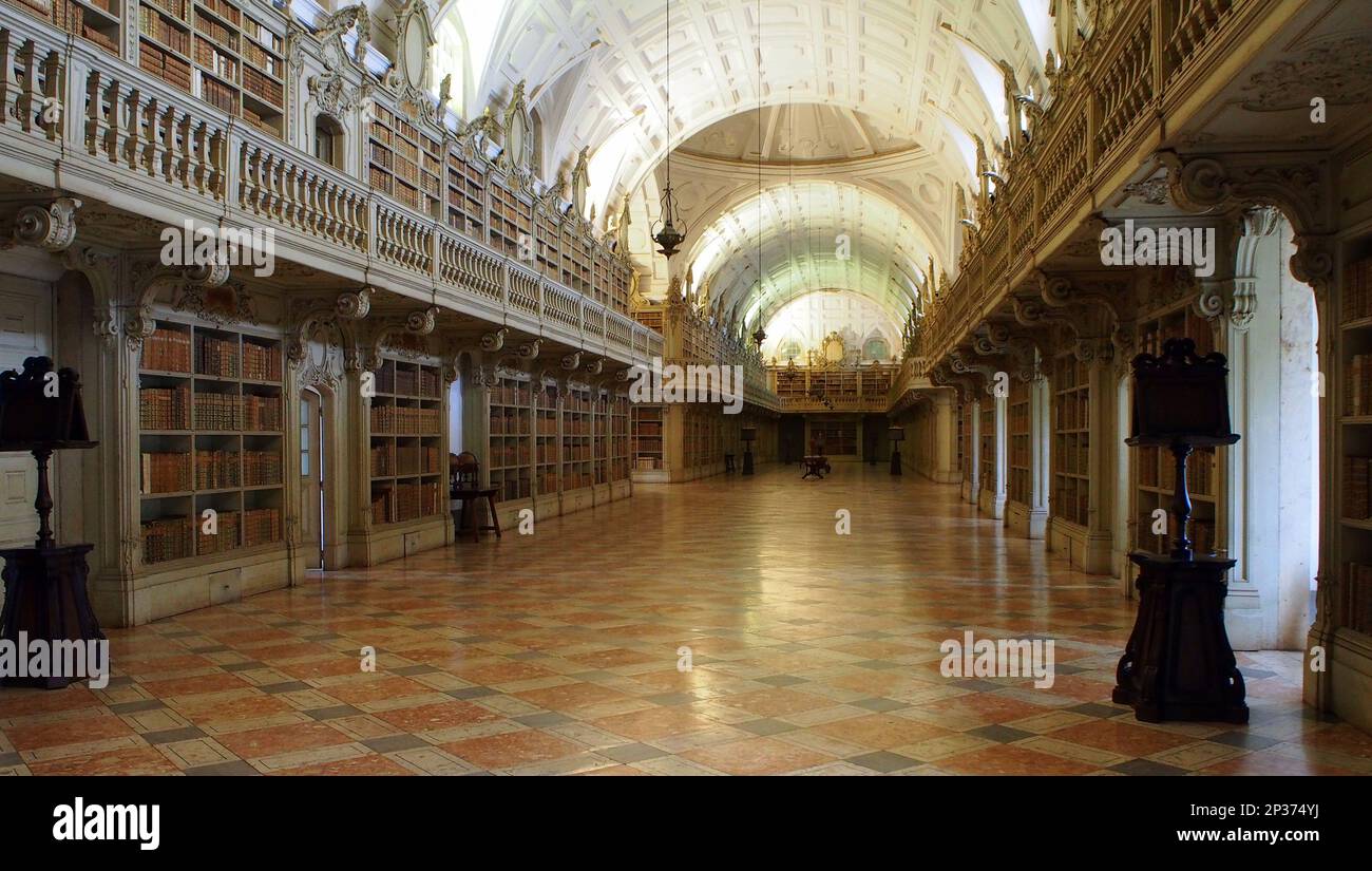 Library of the Palace of Mafra, 18th-century baroque Royal Palace and ...