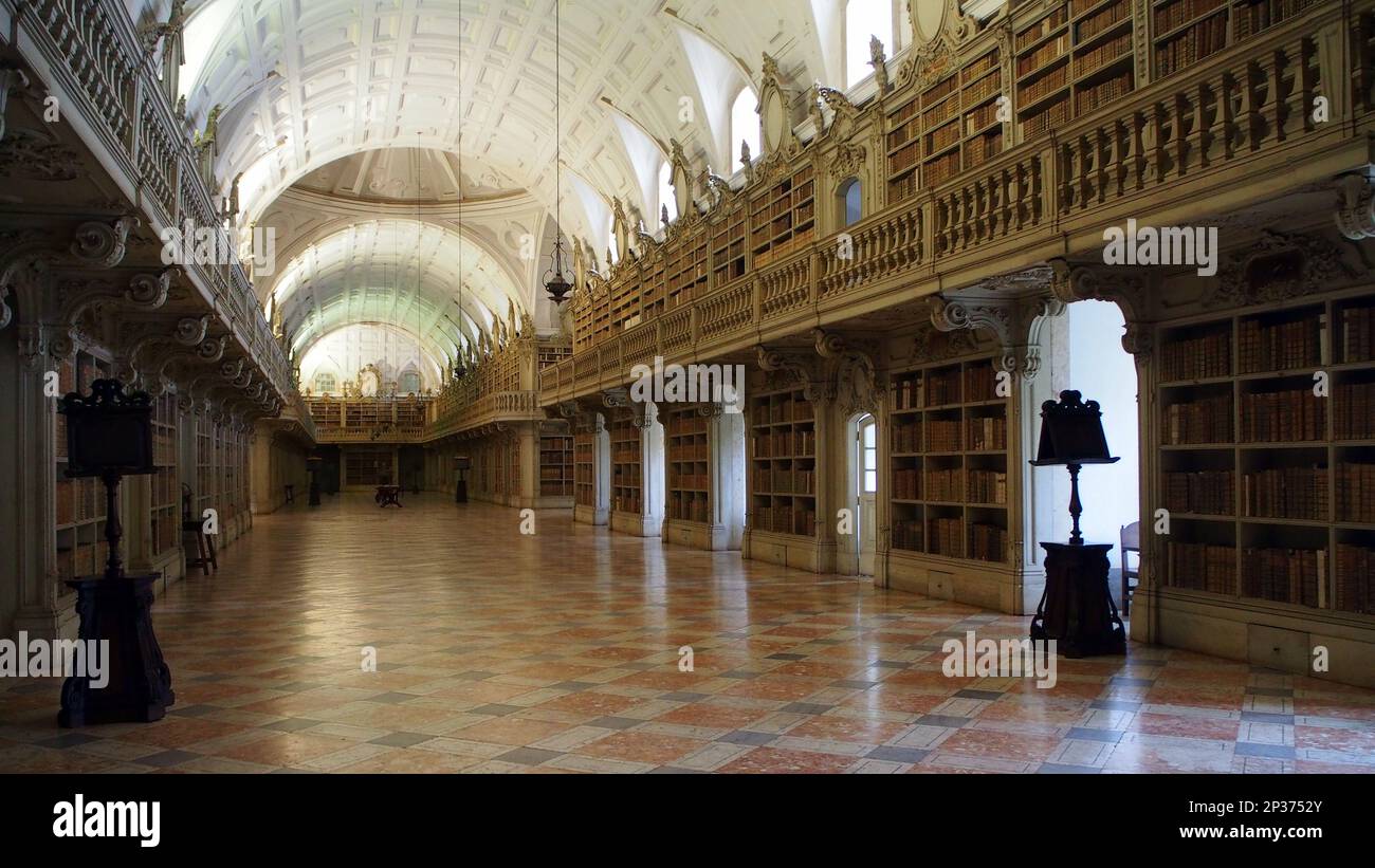 Library of the Palace of Mafra, 18th-century baroque Royal Palace and ...