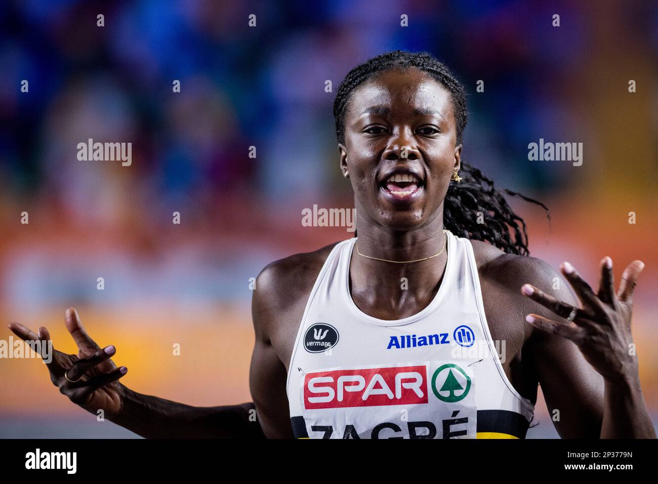 Belgian athlete Anne Zagre pictured in action during the women's 60m ...