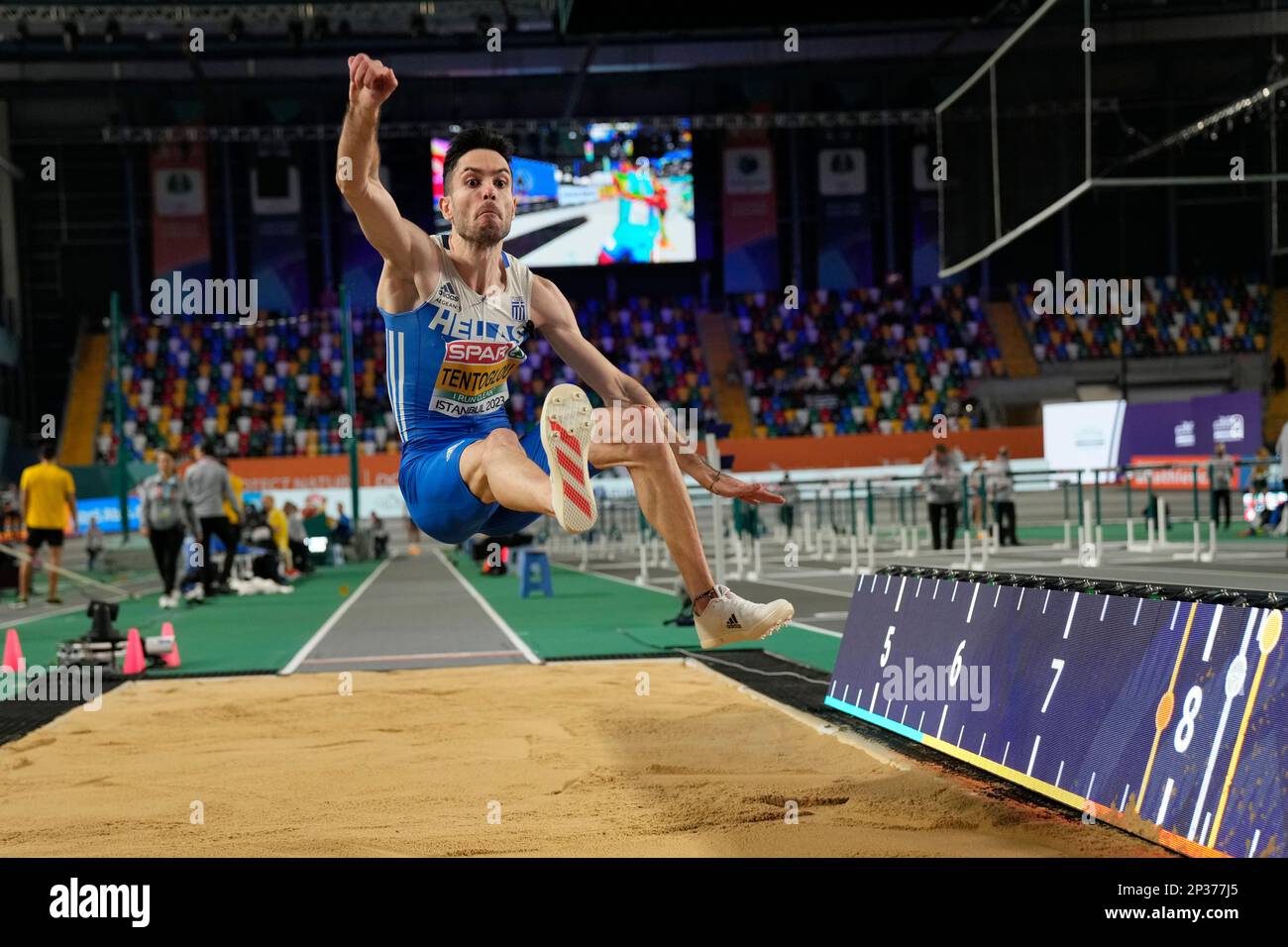 Miltiadis Tentoglou, of Greece, makes an attempt in the Men long Jump ... Miltiadis Tentoglou, of Greece, makes an attempt in the Men long Jump ...