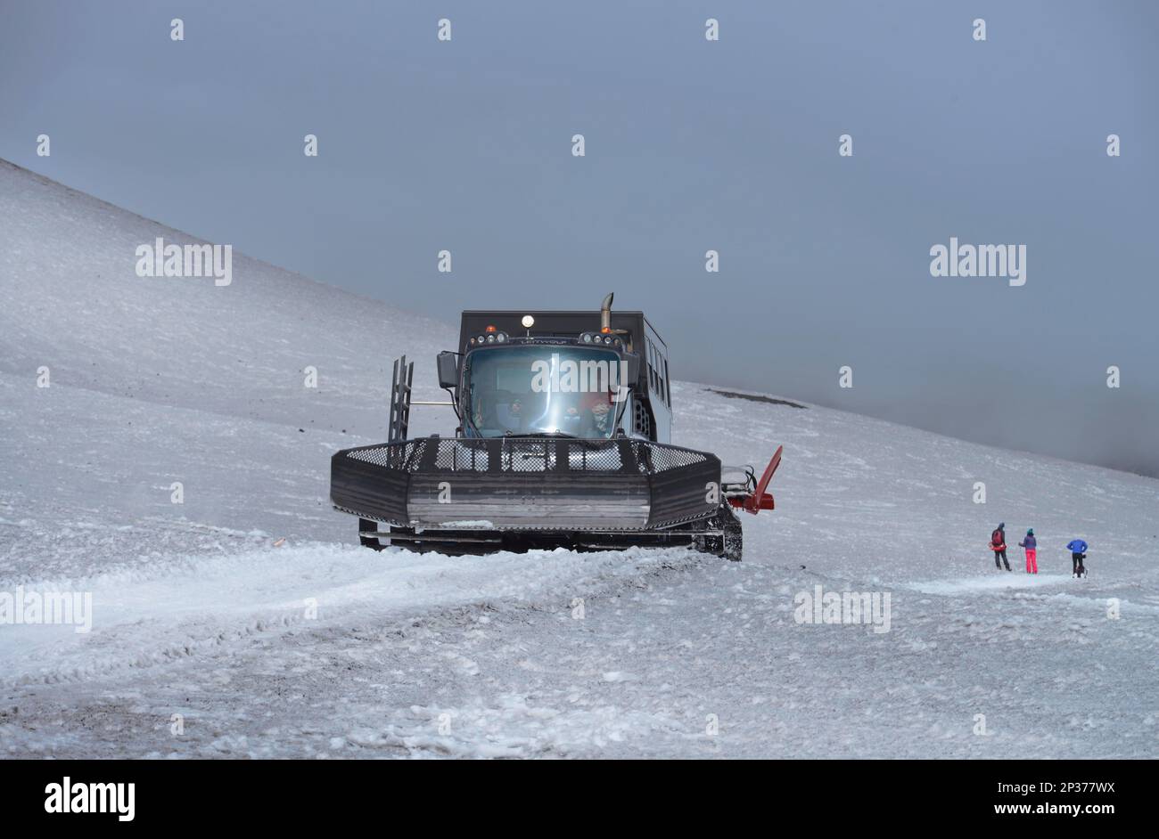 Snow caterpillar, Monte Frumento Supino, secondary crater, Etna, Sicily ...