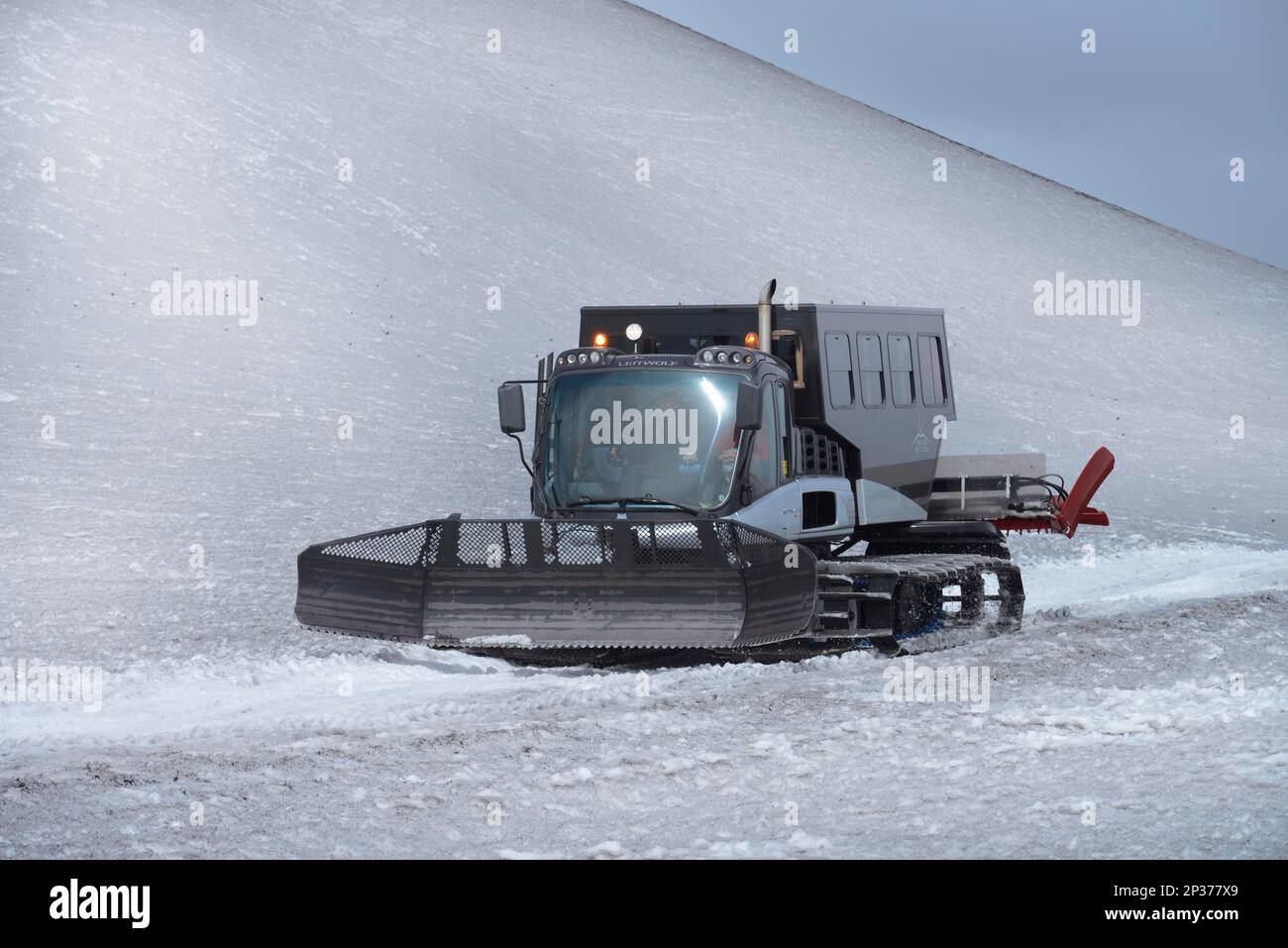 Snow caterpillar, Monte Frumento Supino, secondary crater, Etna, Sicily ...