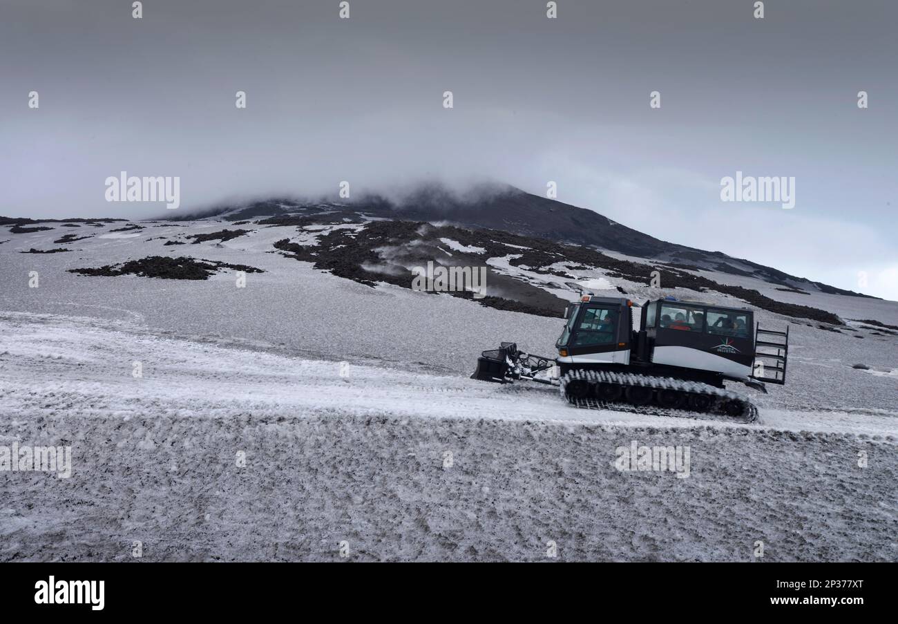 Snow Caterpillar, Torre del Filosofo, Main Crater, Etna, Sicily, Italy ...
