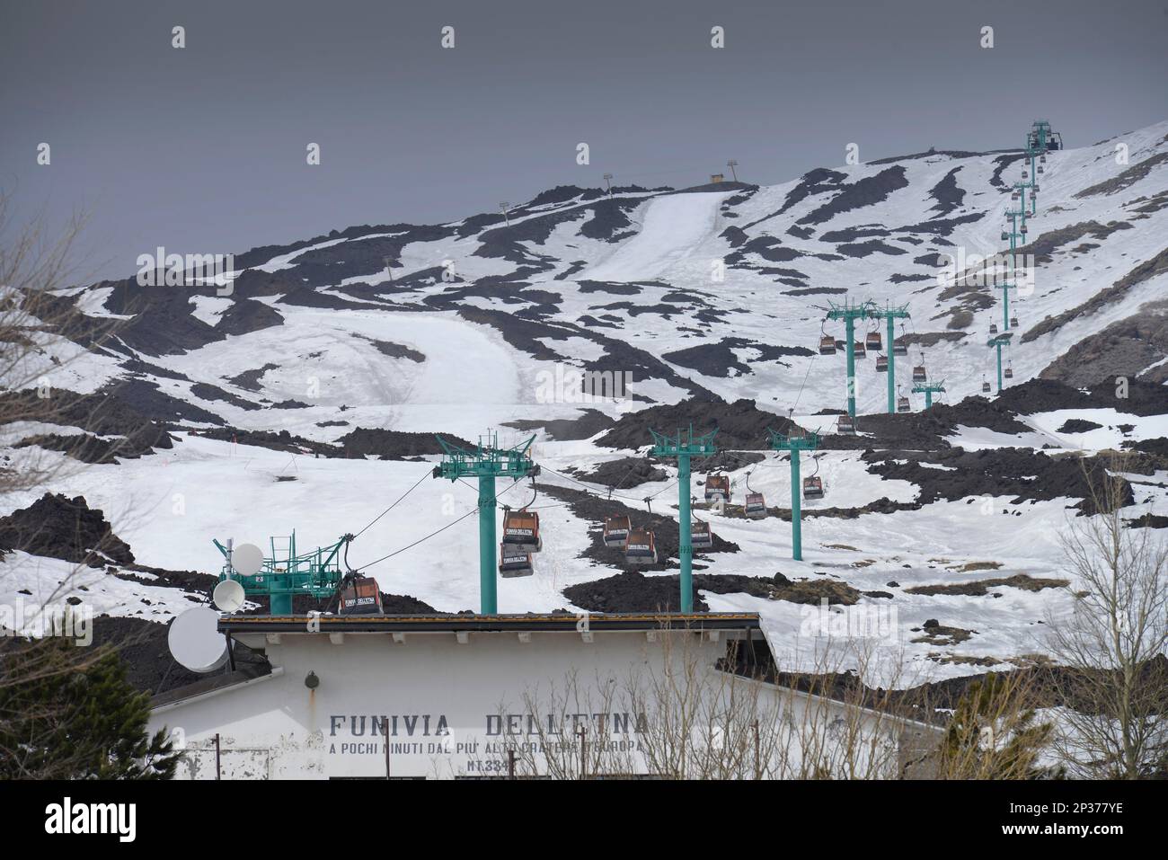 Funivia dell'Etna cable car, volcano, Etna, Sicily, Italy Stock Photo ...