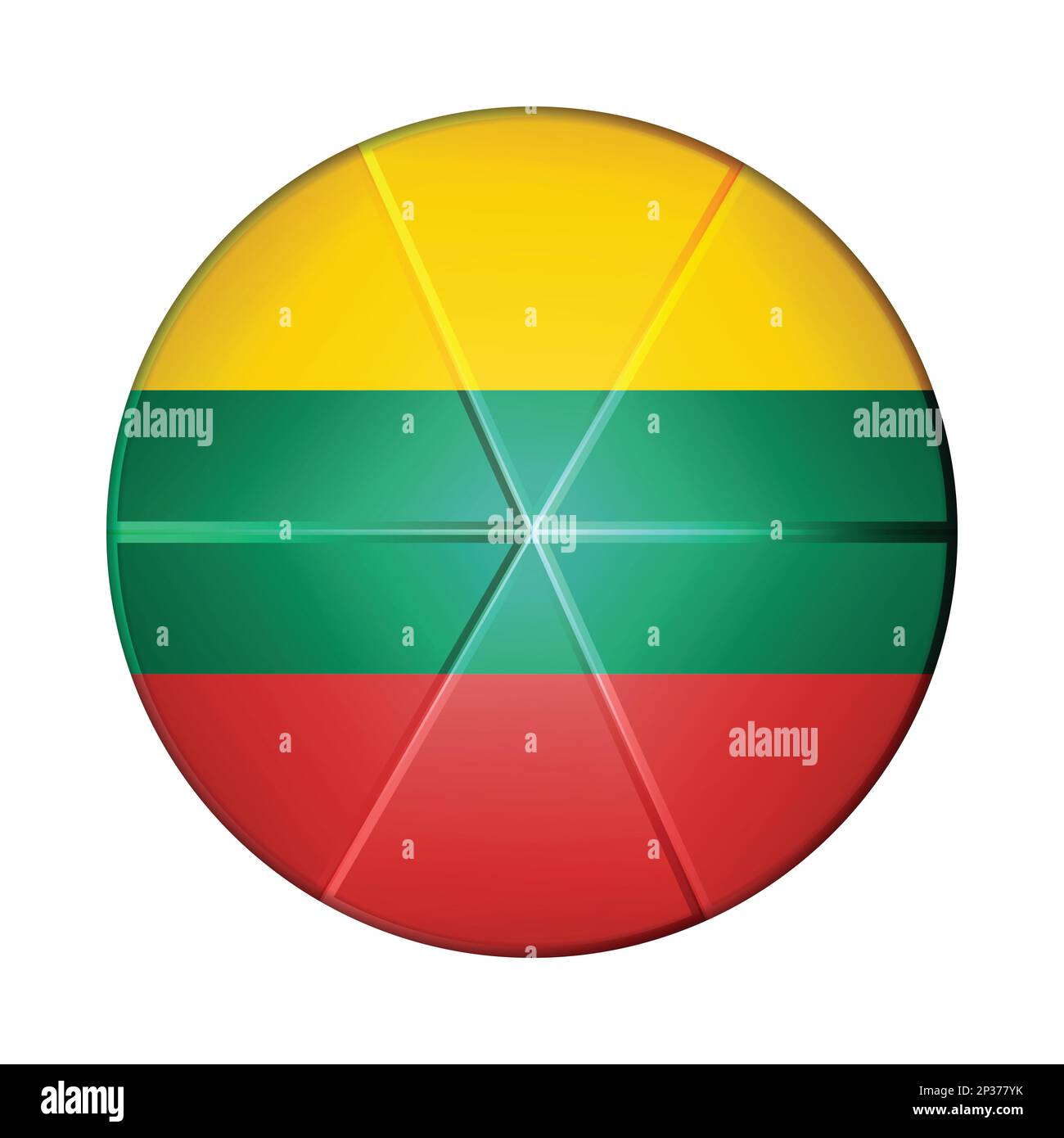 Glass light ball with flag of Lithuania. Round sphere, template icon ...