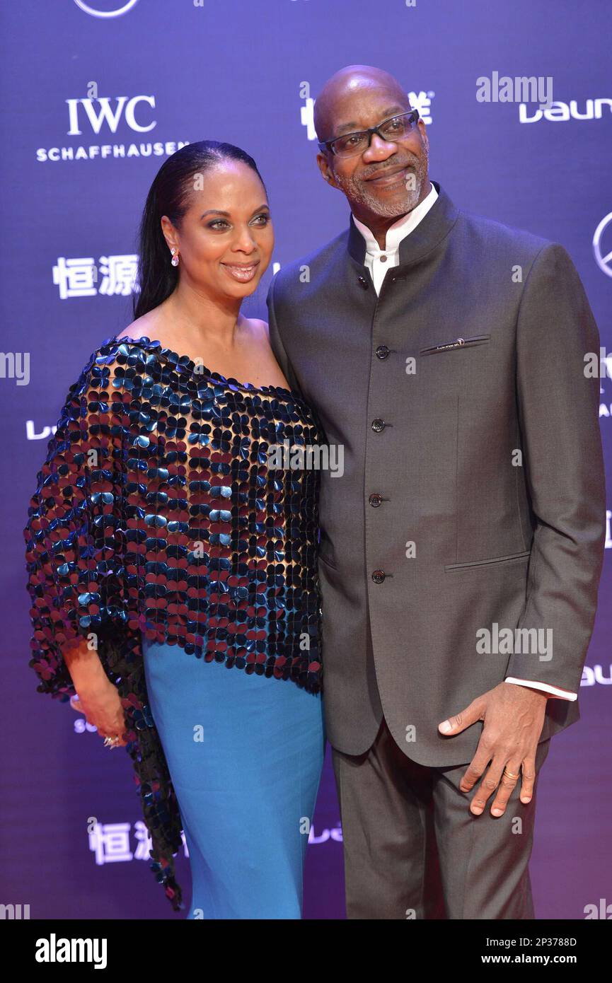 Laureus Chairman and former US athlete Edwin Moses, right, and his wife ...