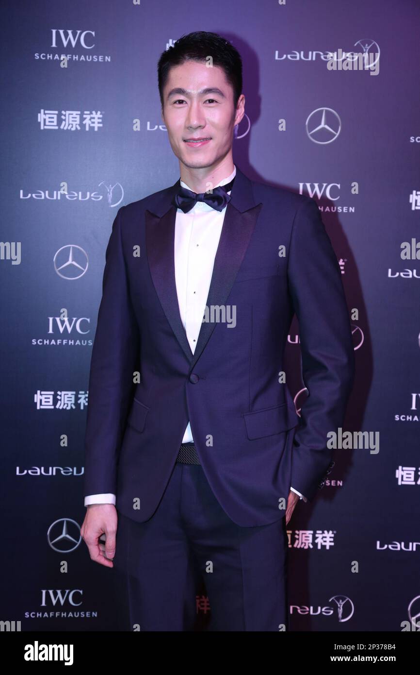 Chinese table tennis star Wang Liqin poses on the red carpet for the 2015 Laureus World Sports ...