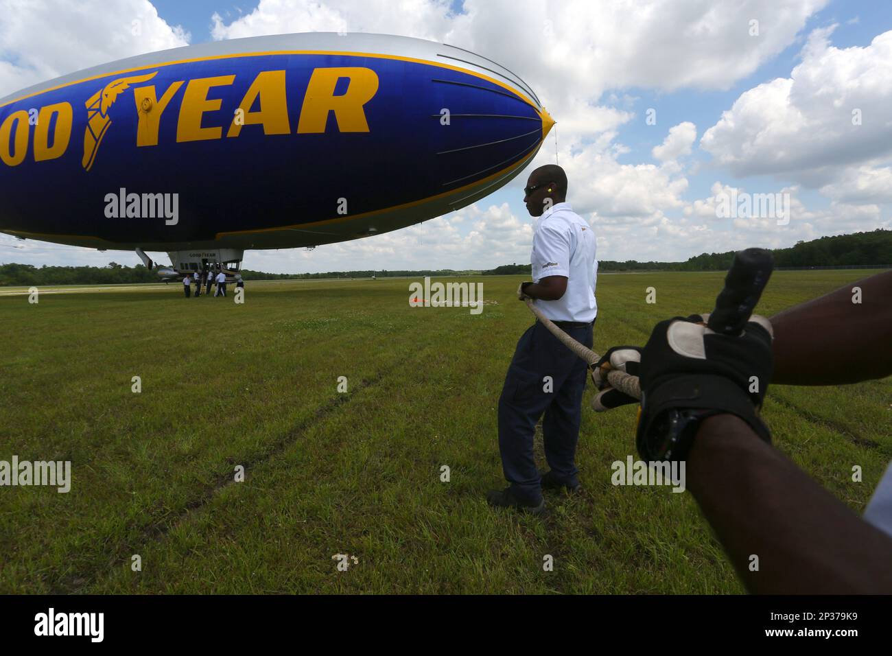 Freddy Demesmin a ground crew member for the Goodyear Blimp Spirt of ...
