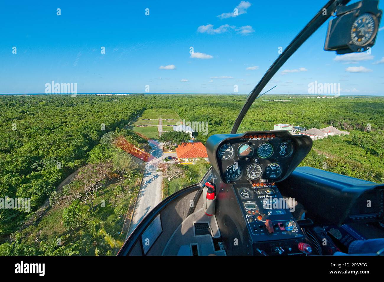 View from cockpit of helicopter type Bell 206B Jet Ranger III on ...