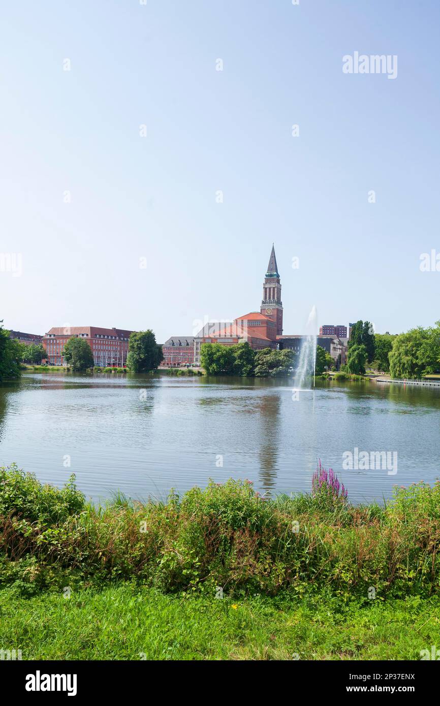 Little Kiel with town hall, town hall tower and opera house, Kiel ...