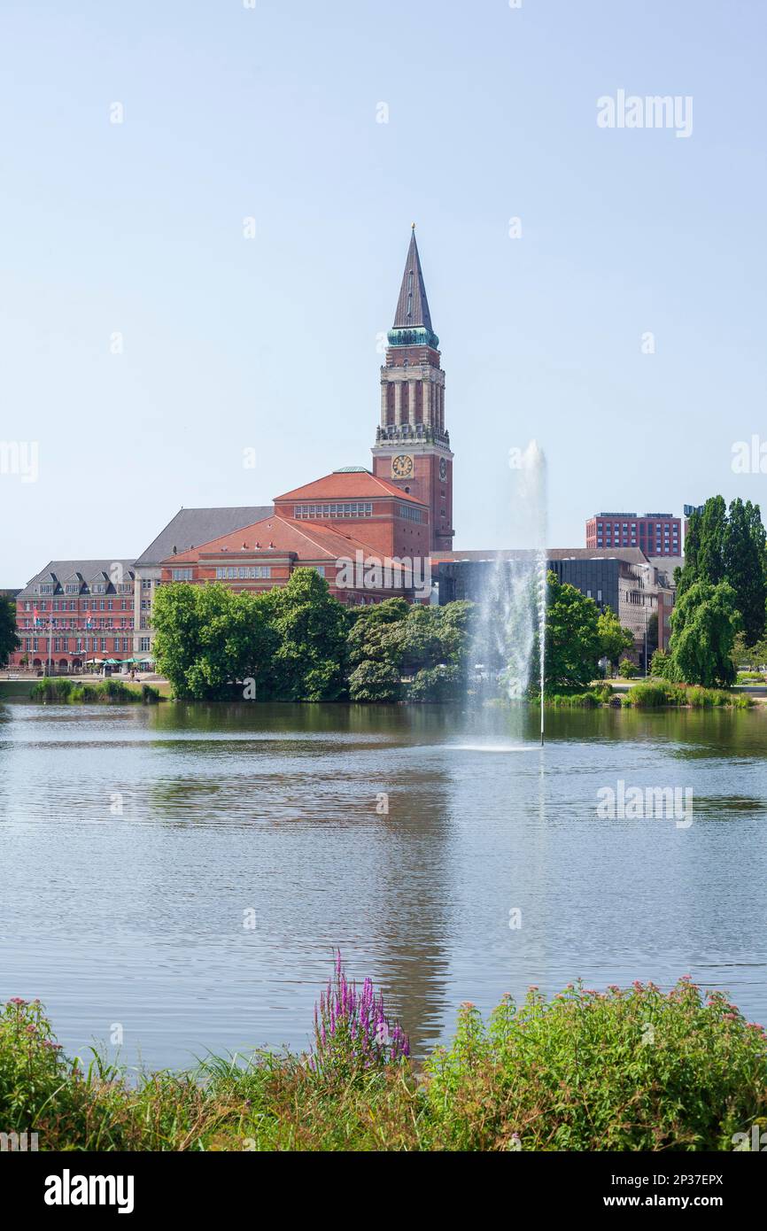 Little Kiel with town hall, town hall tower and opera house, Kiel ...