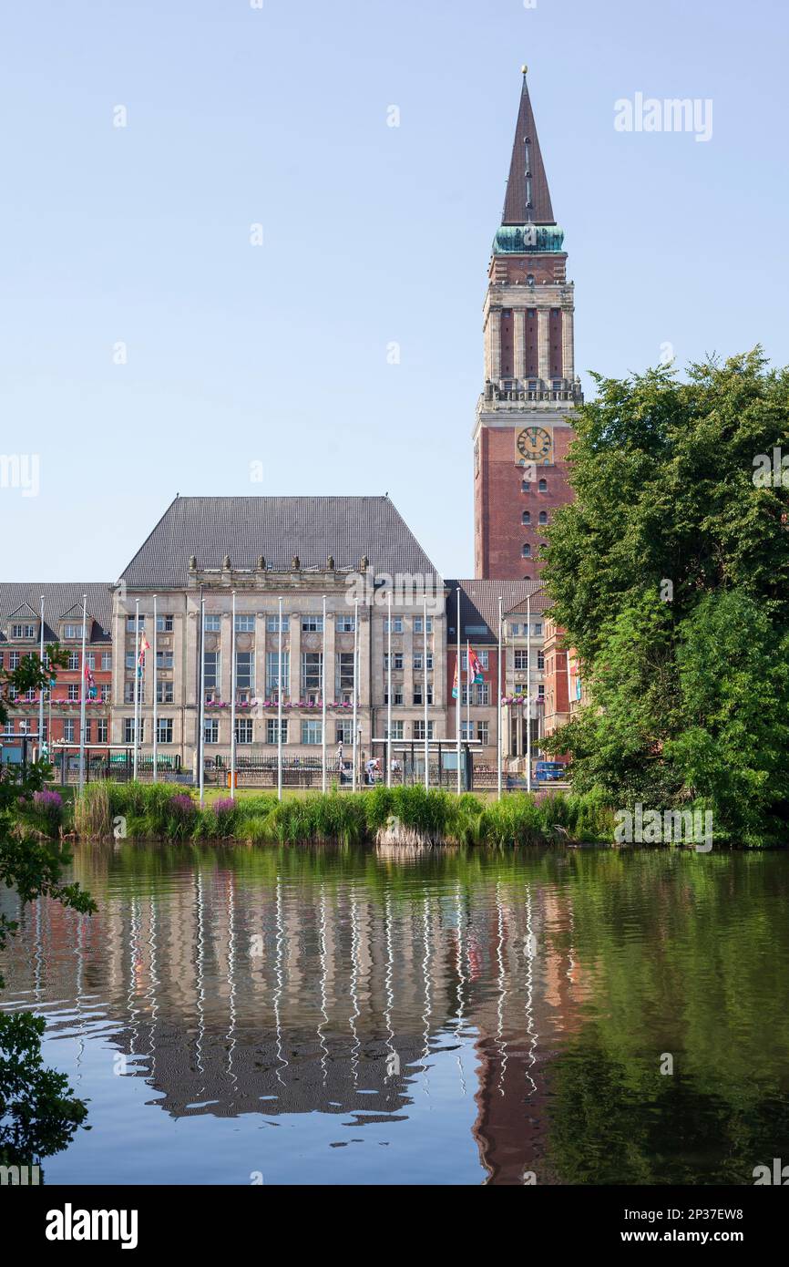 Little Kiel with town hall, town hall tower and opera house, Kiel ...