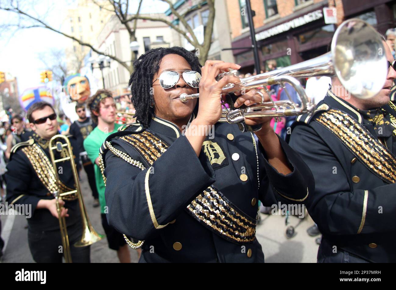 In this Sunday, April 12, 2015 photo, Markita Moore of the Detroit ...