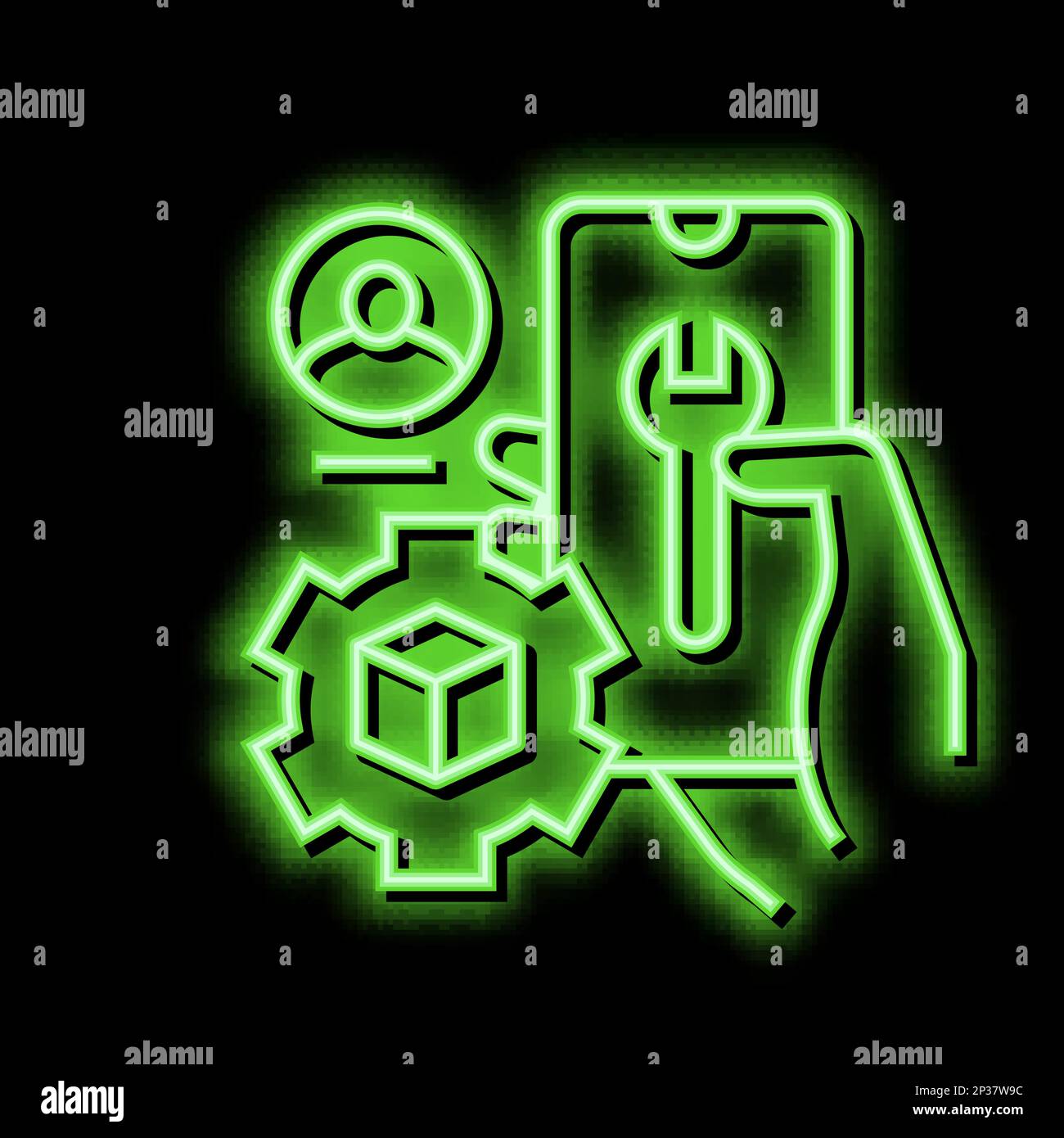 settings and fixing account ugc neon glow icon illustration Stock ...