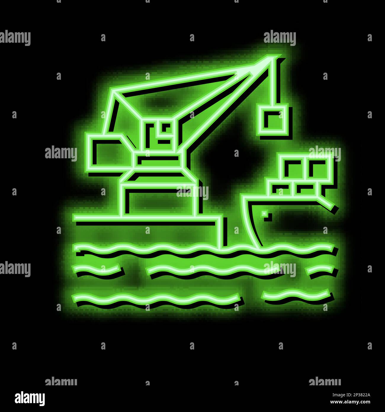 Crane Port Neon Glow Icon Illustration Stock Vector Image And Art Alamy