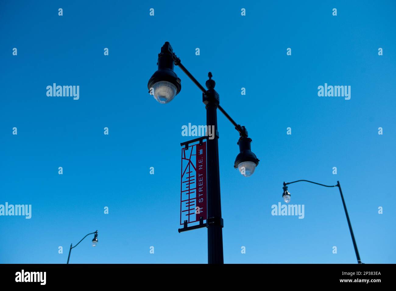UNITED STATES – MARCH 7: New street lamps and H Street signs are being ...
