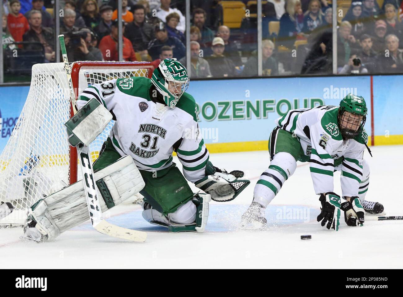 April 9, 2015: University of North Dakota Goaltender Zane McIntyre (31 ...