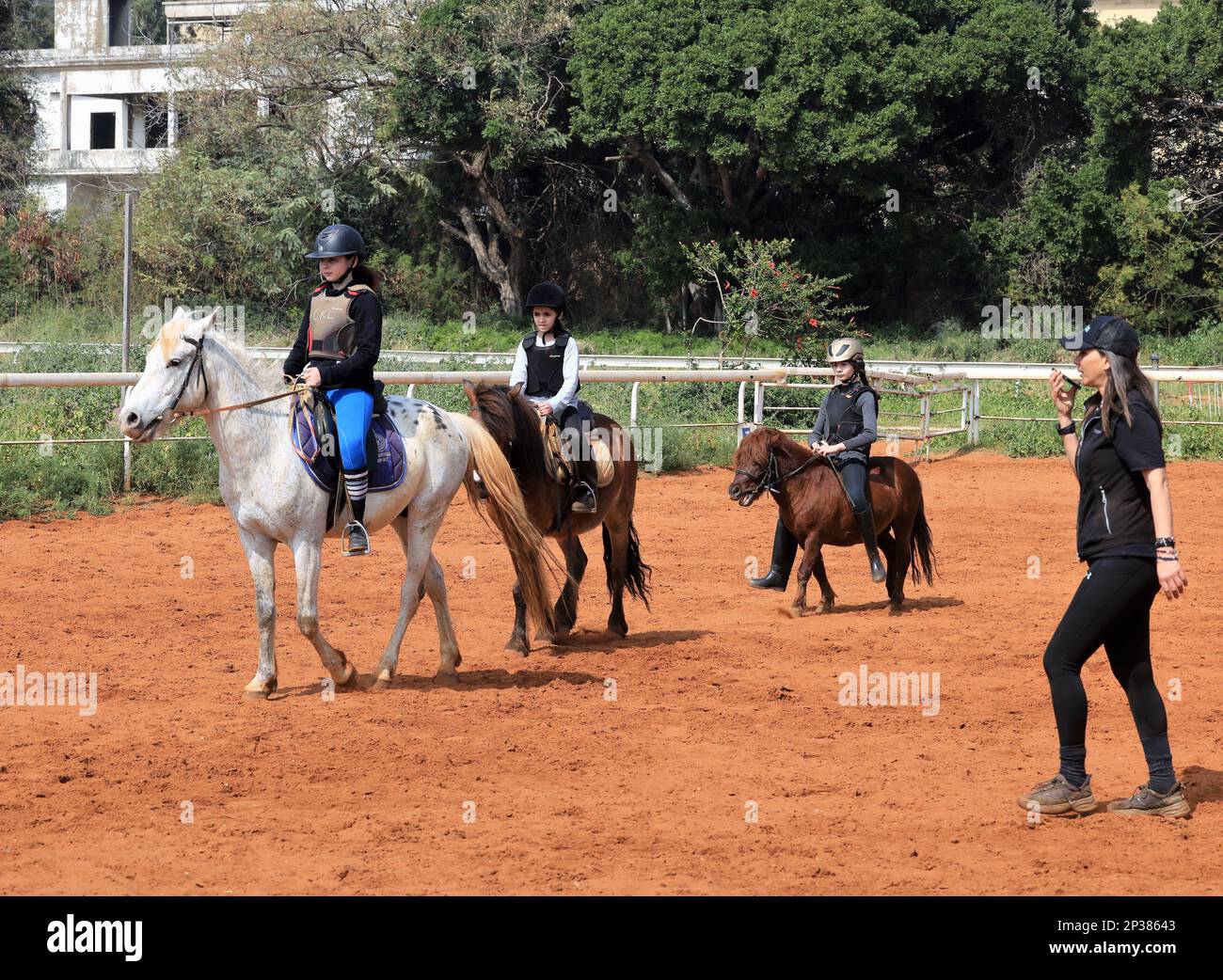 Beirut, Lebanon. 4th Mar, 2023. Girls take a horse-riding course under ...