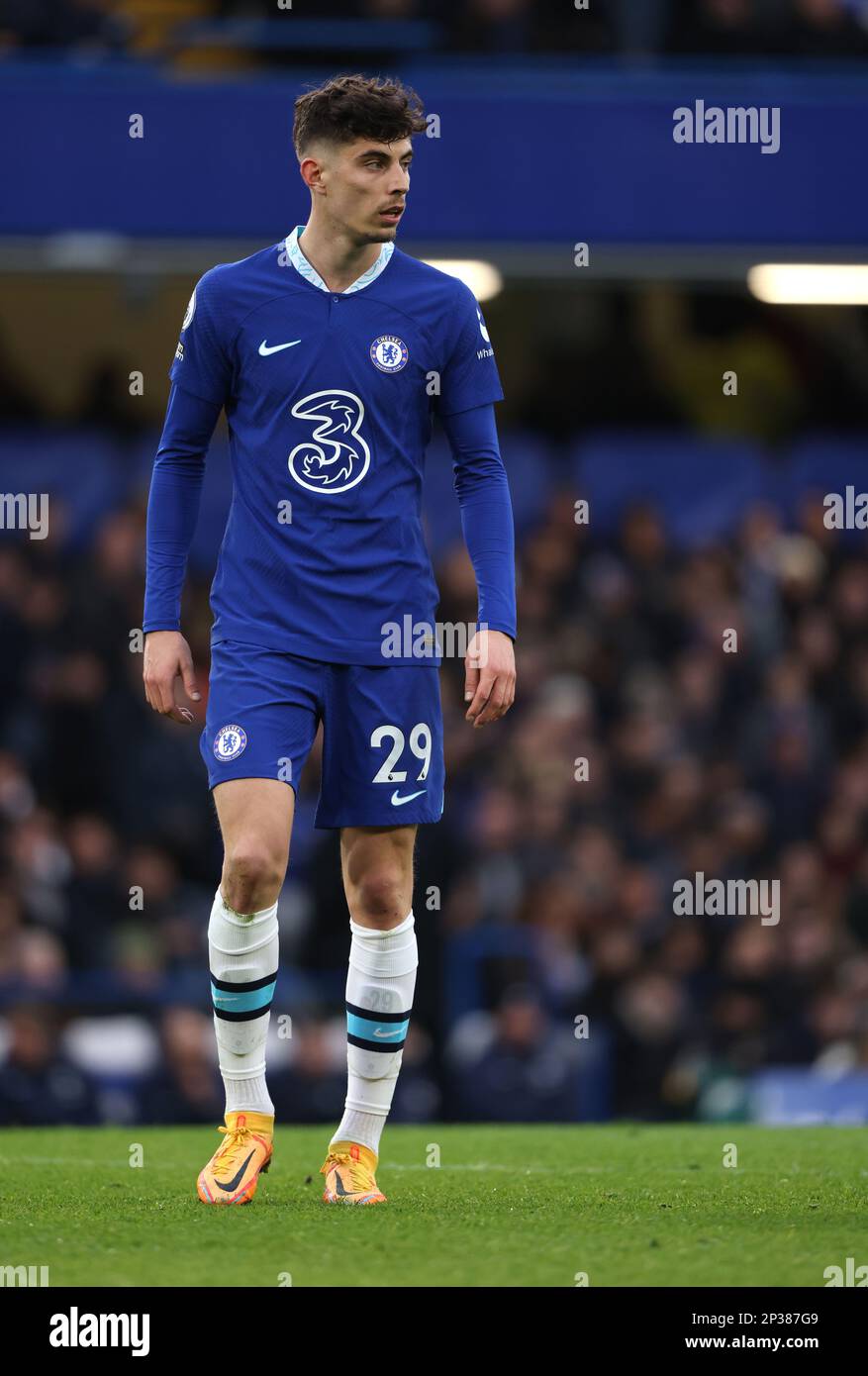 London, UK. 04th Mar, 2023. Kai Havertz (C) at the Chelsea v Leeds ...