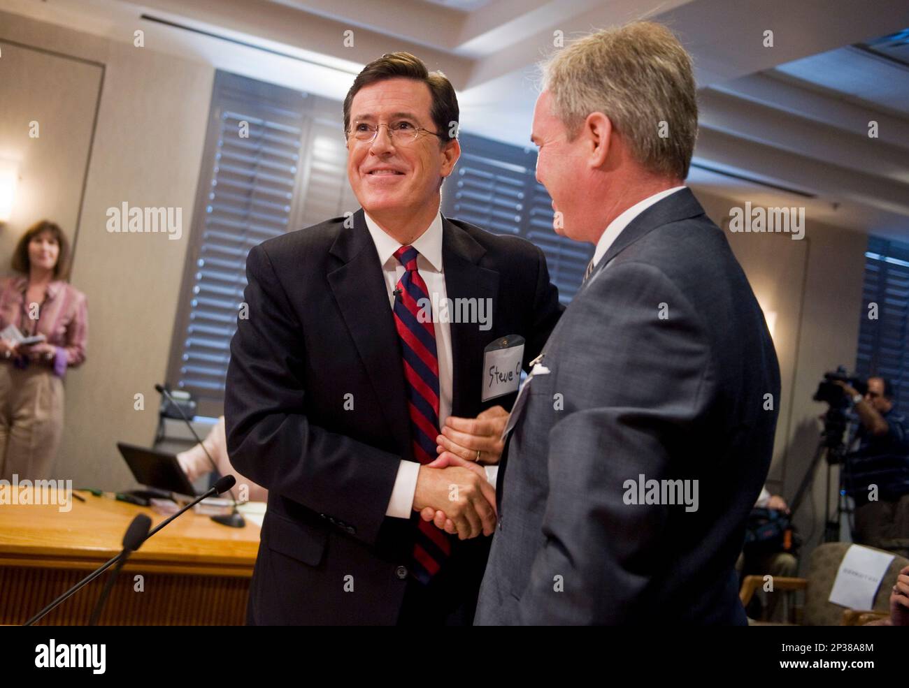 UNITED STATES - JUNE 30: Stephen Colbert, left, of Comedy Central, and ...
