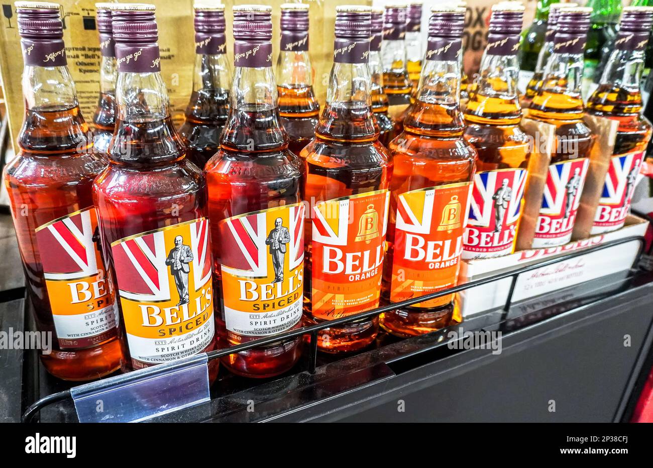 Samara, Russia - March 2, 2023: Whiskey bottles brand Bell's at ...