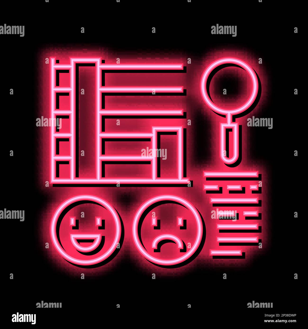 researching reviews neon glow icon illustration Stock Vector Image ...