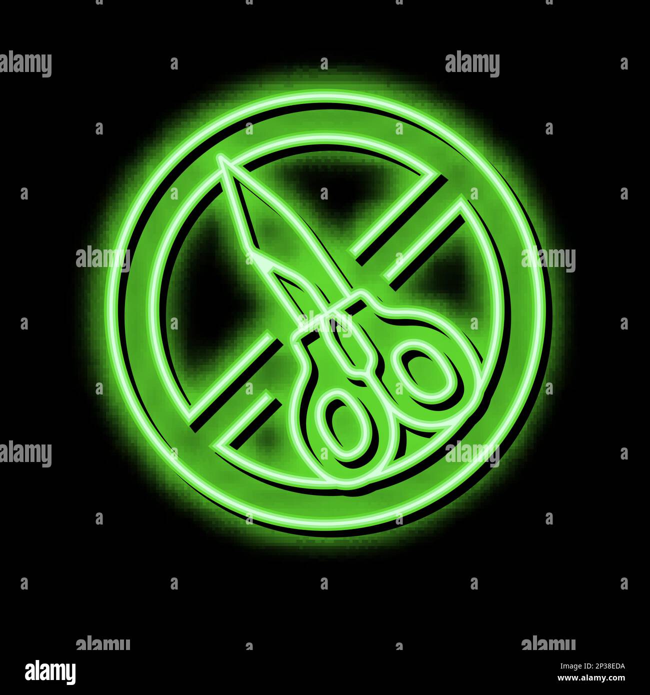 Scissor Use Prohibition Sign Neon Glow Icon Illustration Stock Vector