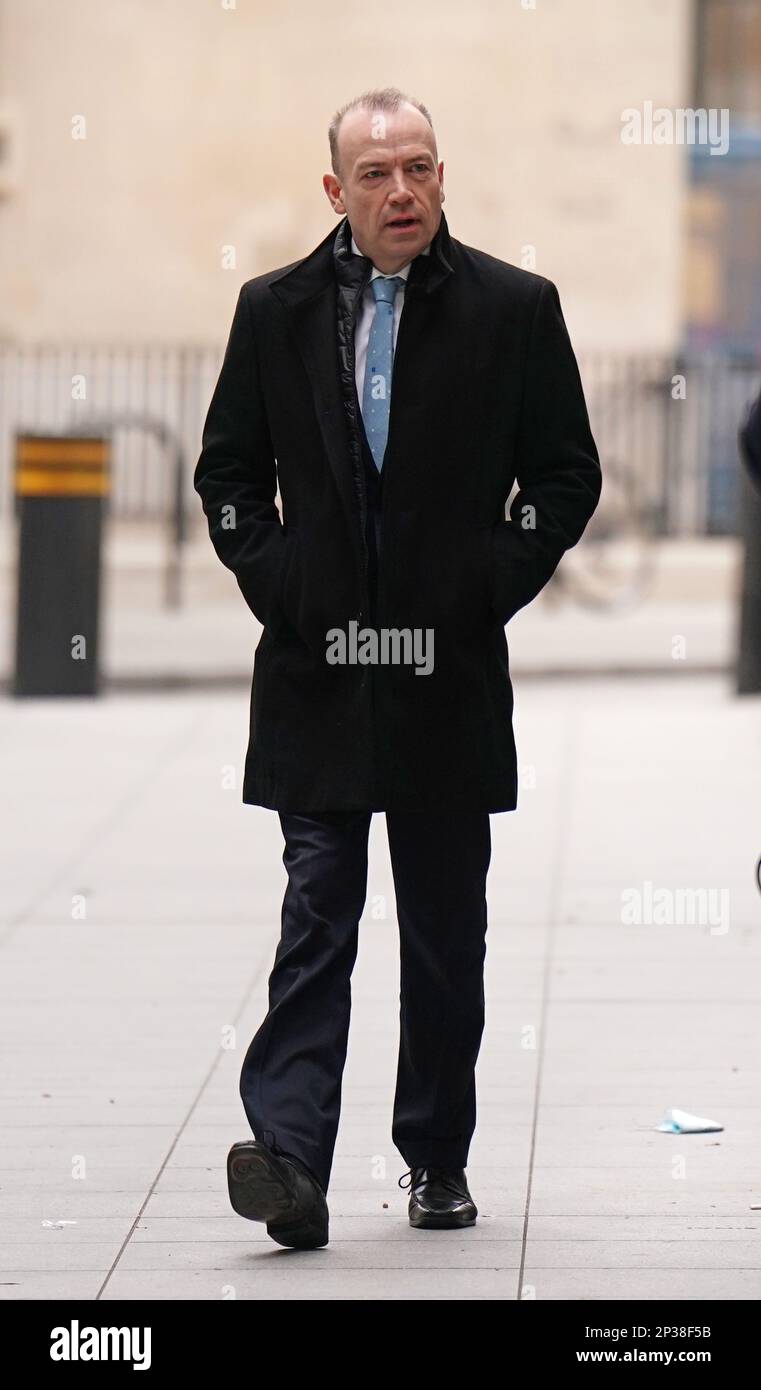 Chris Heaton-Harris arrives at BBC Broadcasting House in London, to ...