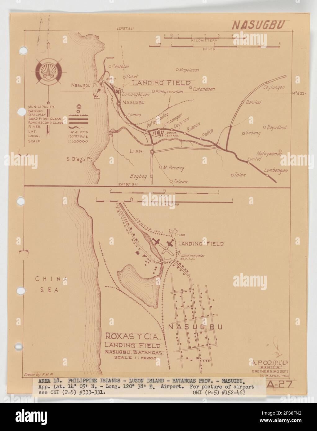 Landing Fields - Philippines - Nasugbu, Aerial Photograph Stock Photo ...
