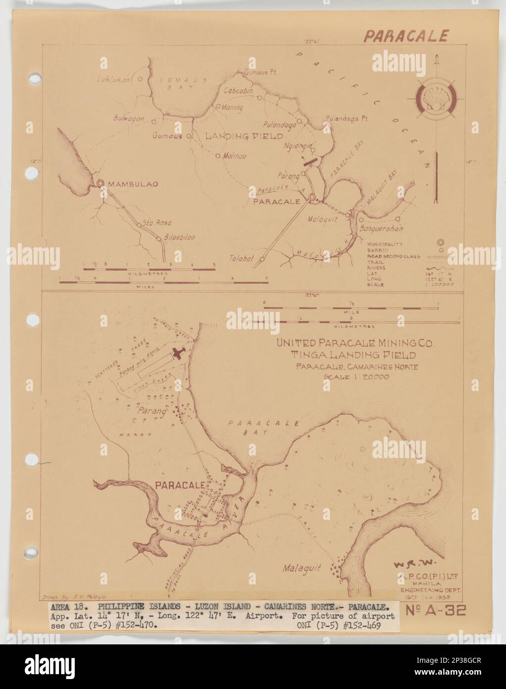Landing Fields - Philippines - Paracale, Aerial Photograph Stock Photo ...