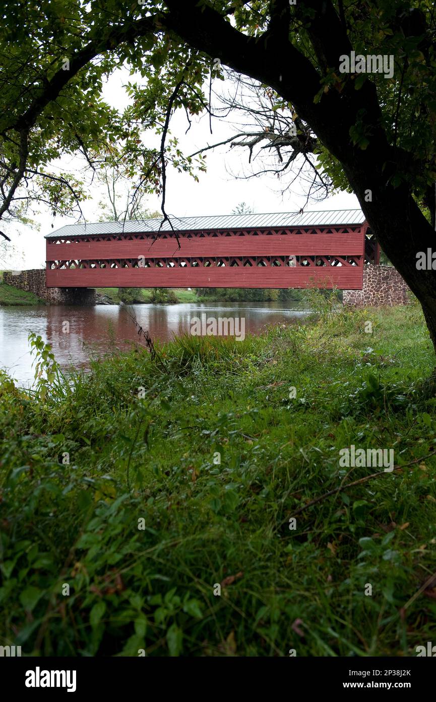 UNITED STATES -Sept 28: Sauches Covered Bridge on Pumping Station road ...
