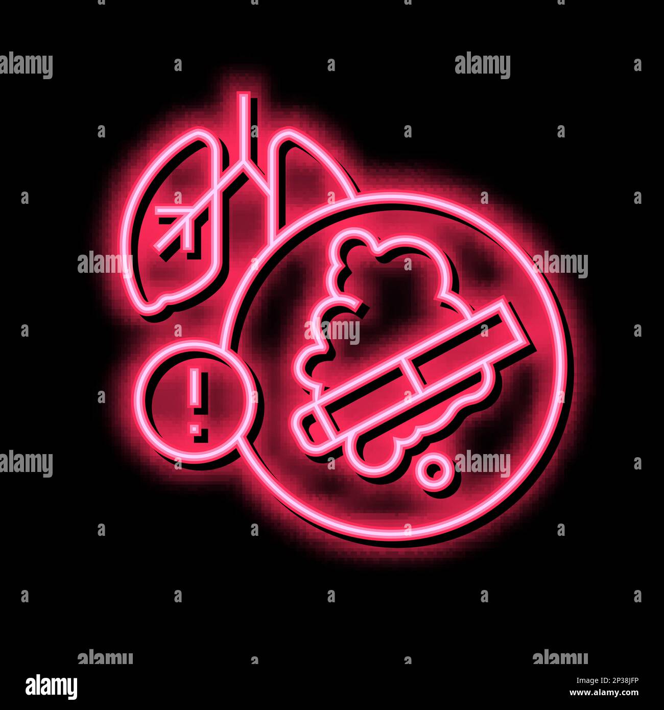 cigarette smoke lungs cancer neon glow icon illustration Stock Vector ...