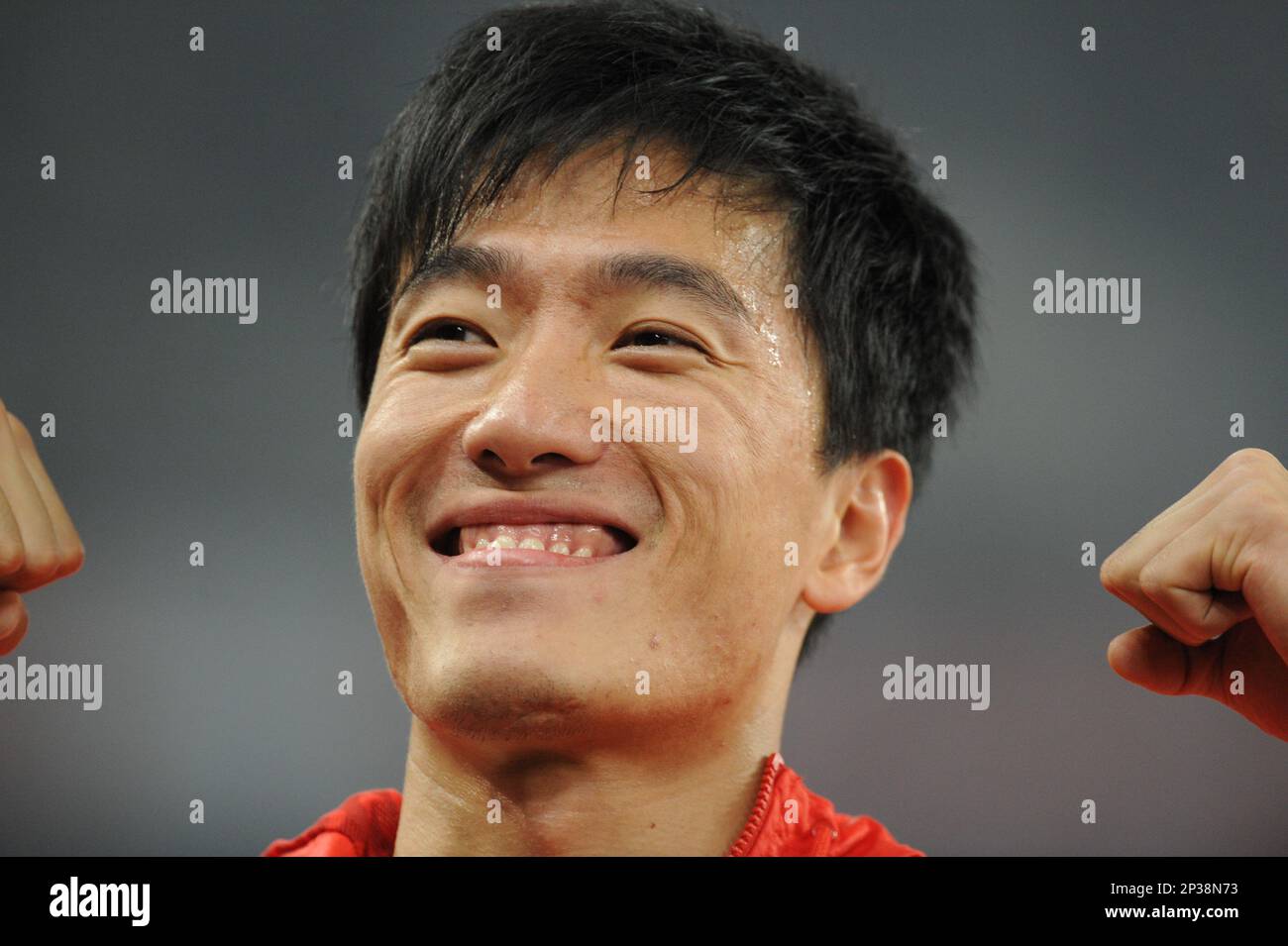 --FILE--Chinese star hurdler Liu Xiang of Shanghai celebrates after ...