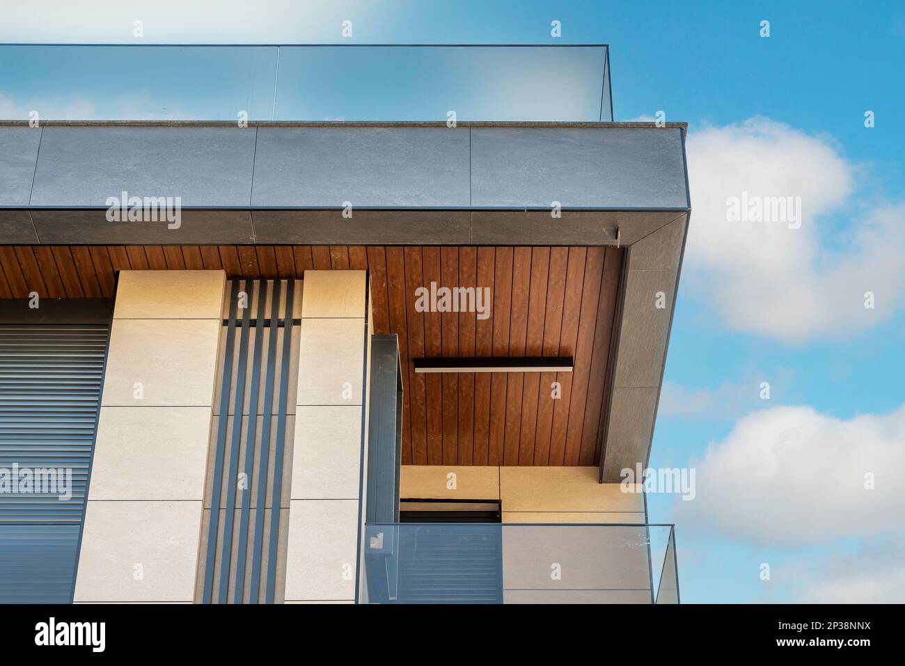 PVC ceiling panel covered with wood-like vinyl with modern lighting ...