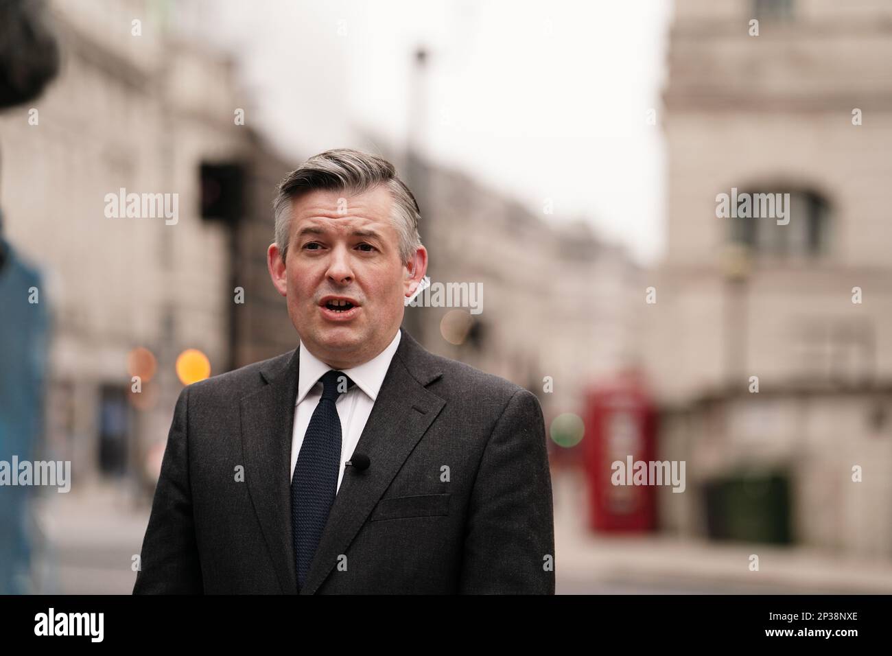 Jonathan Ashworth MP speaking to the media as he arrives at BBC ...