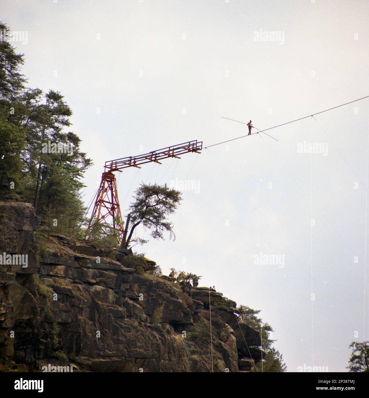 Karl Wallenda begins his high wire walk over Tallulah Gorge on July 18 ...