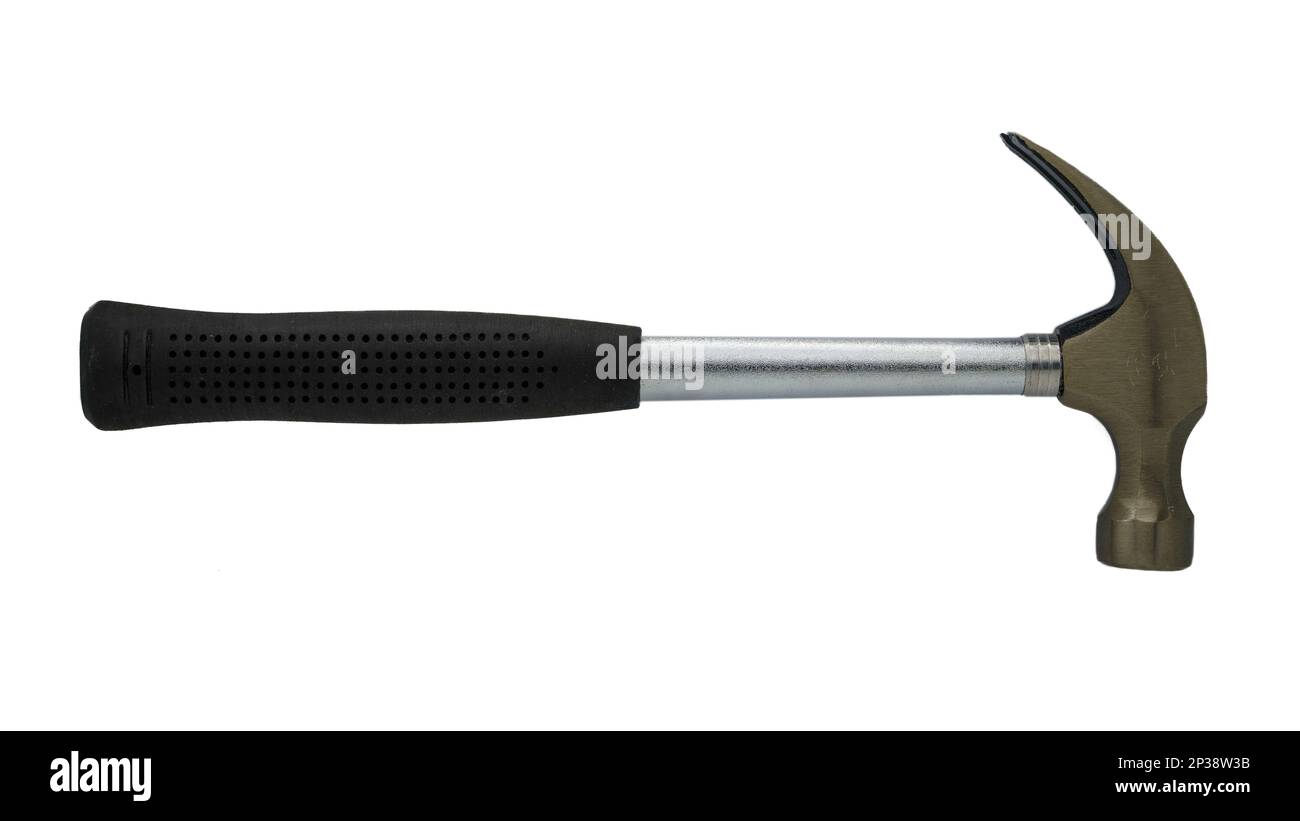 Hammer with black handle isolated on white background Stock Photo - Alamy