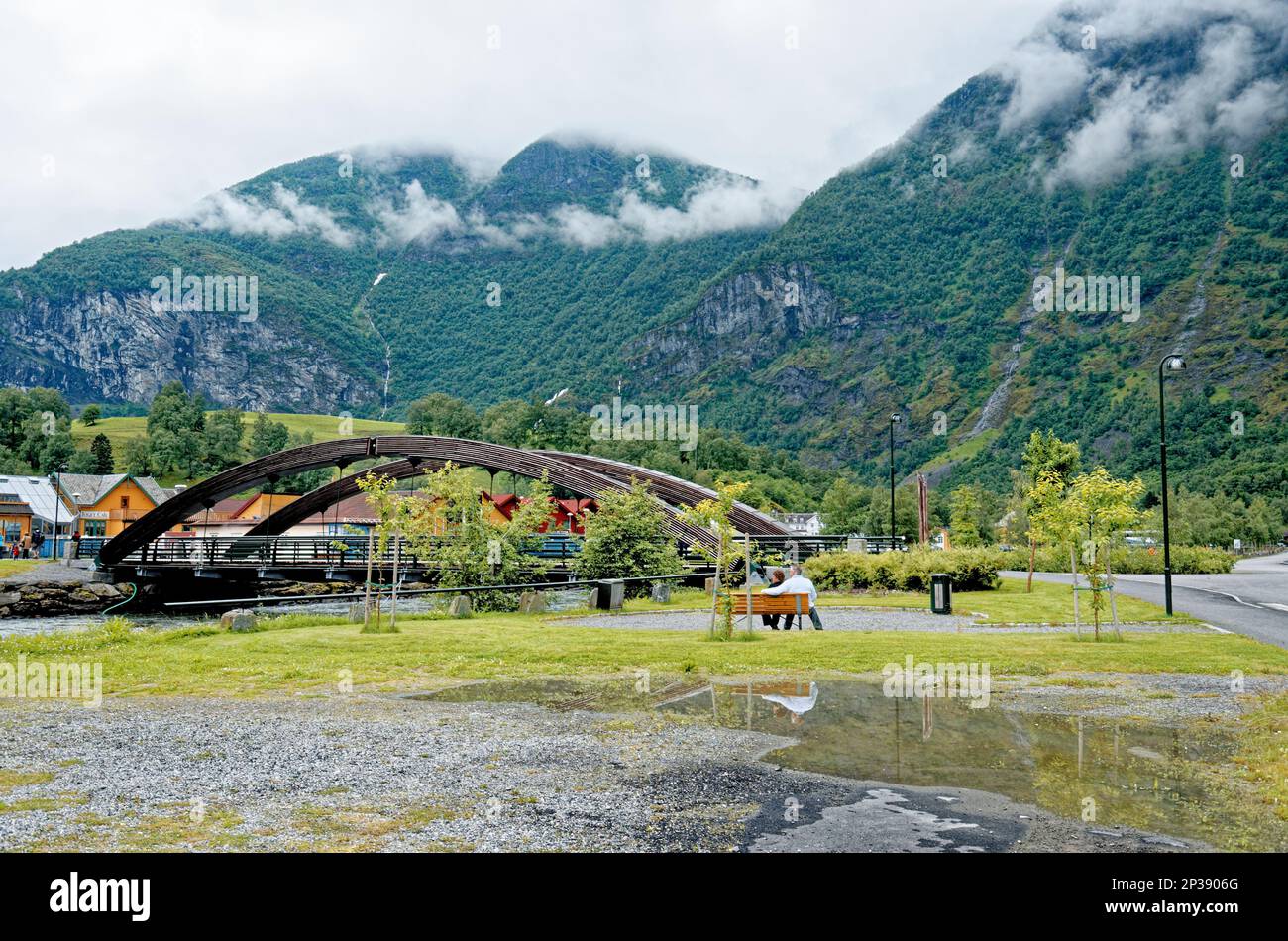 Travel destination north of Europe: View of Flam landscape, Norway ...