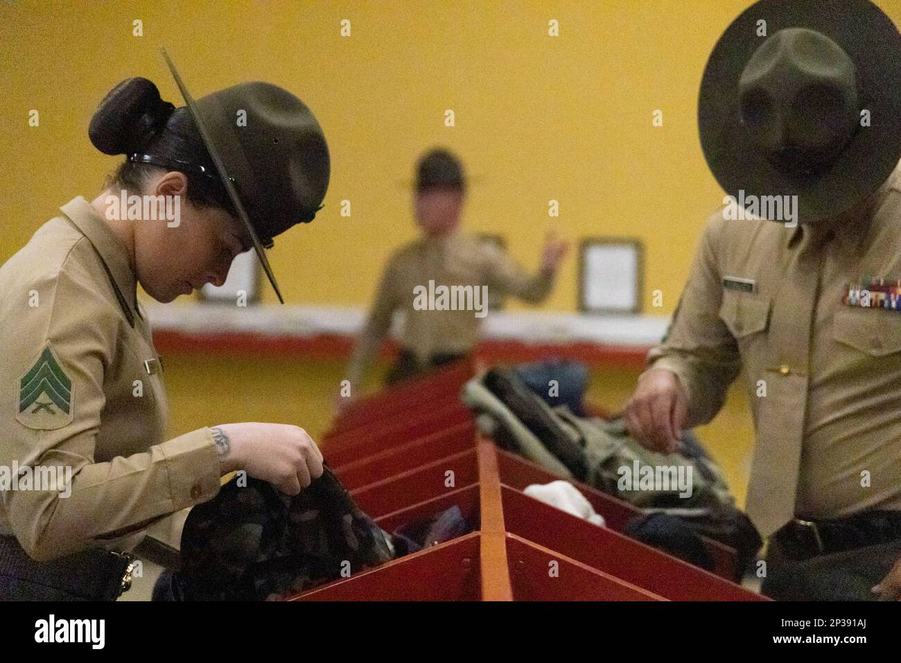 U.S. Marine Corps drill instructors with Receiving Company, Support ...