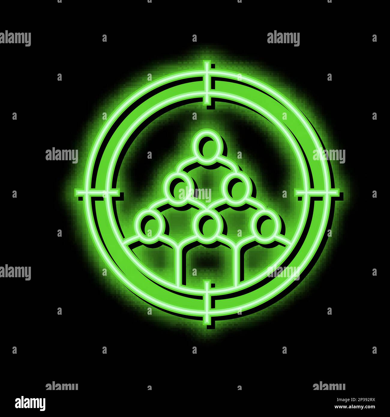 targeting advertise and crowdsoursing neon glow icon illustration Stock ...