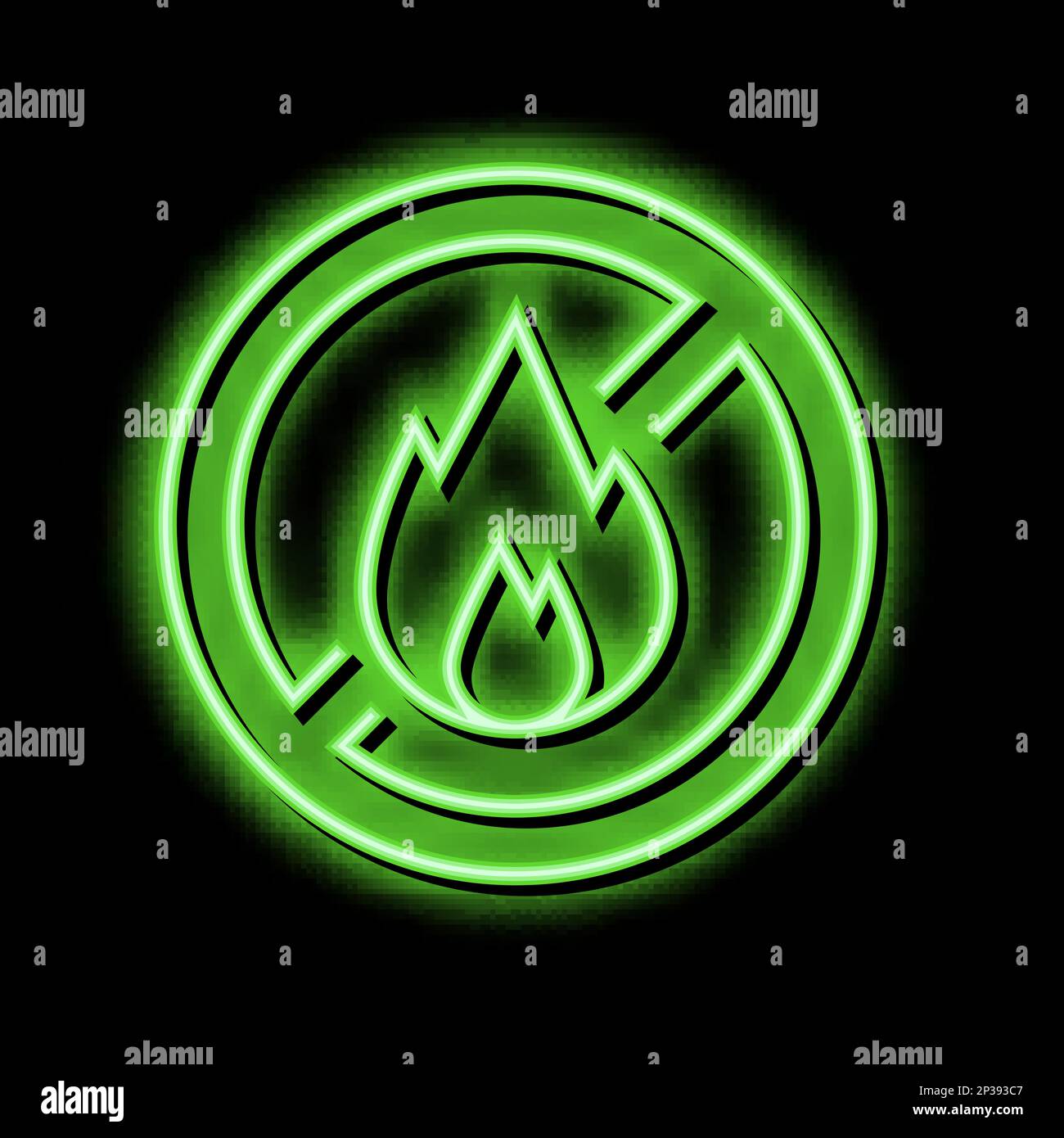 Fire Burning Prohibition Sign Neon Glow Icon Illustration Stock Vector